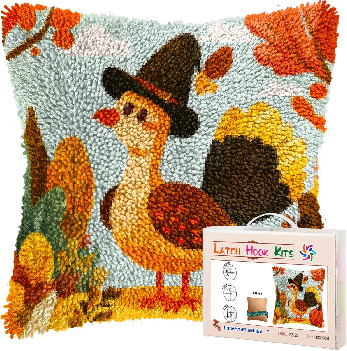 Amazon.com: Latch Hook Pillow Kits for Adults Thanksgiving Day Turkey ...