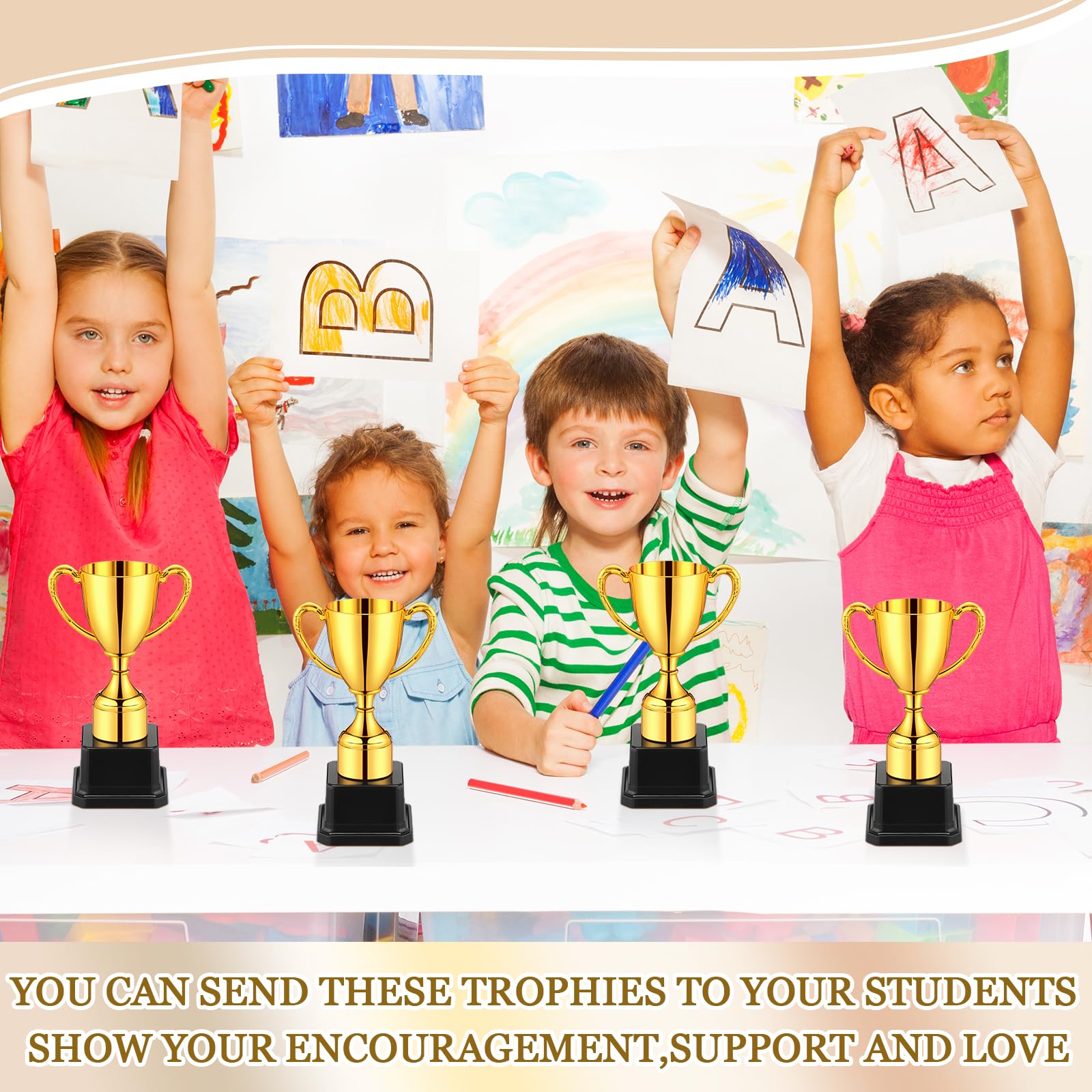 Snapklik.com : 16 Pack 7 Inch Gold Plastic Trophy, Trophies For Awards ...