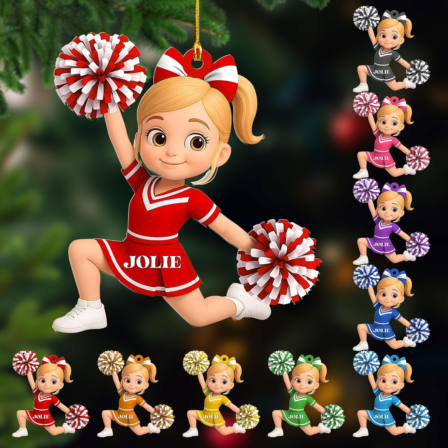 Amazon.com: AOVL Custom Cheer Christmas Ornaments Cheerleading ...