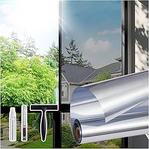 Coavas Window Films for Privacy One Way Window Tint with Tool UV Sun Heat Blocking Static Cling ...