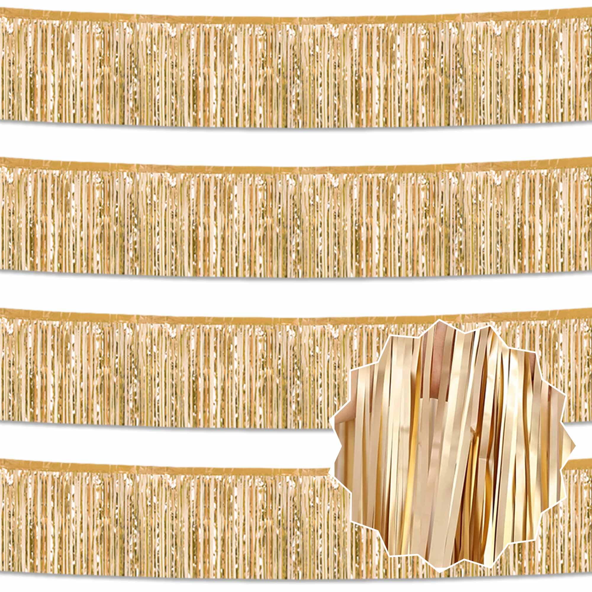 Amazon.com: 4 Pack 10 Ft Champagne Gold Foil Fringe Garland Metallic ...