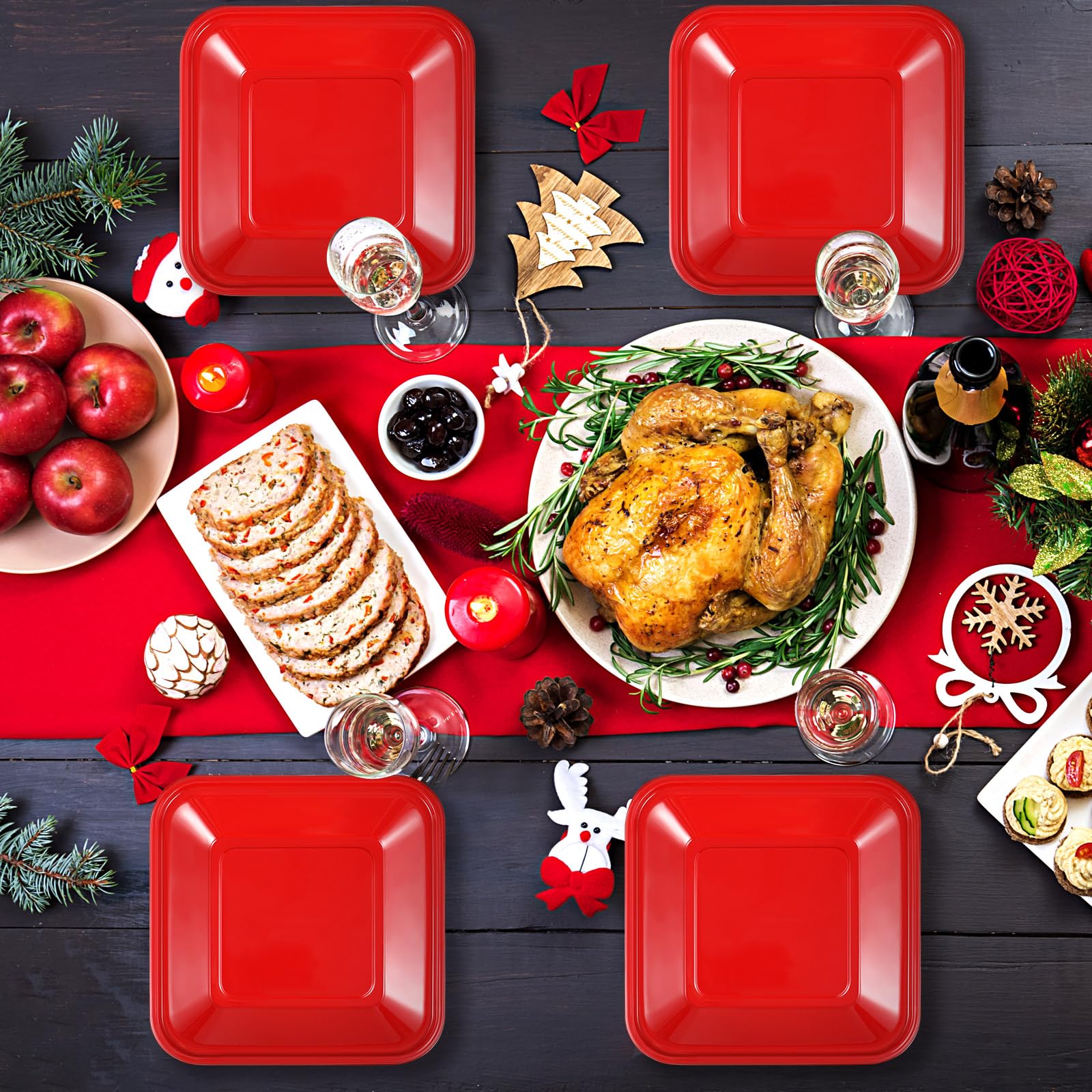 Snapklik.com : Suttmin 150 Pcs 9.5 Inch Disposable Plastic Plates Mardi ...