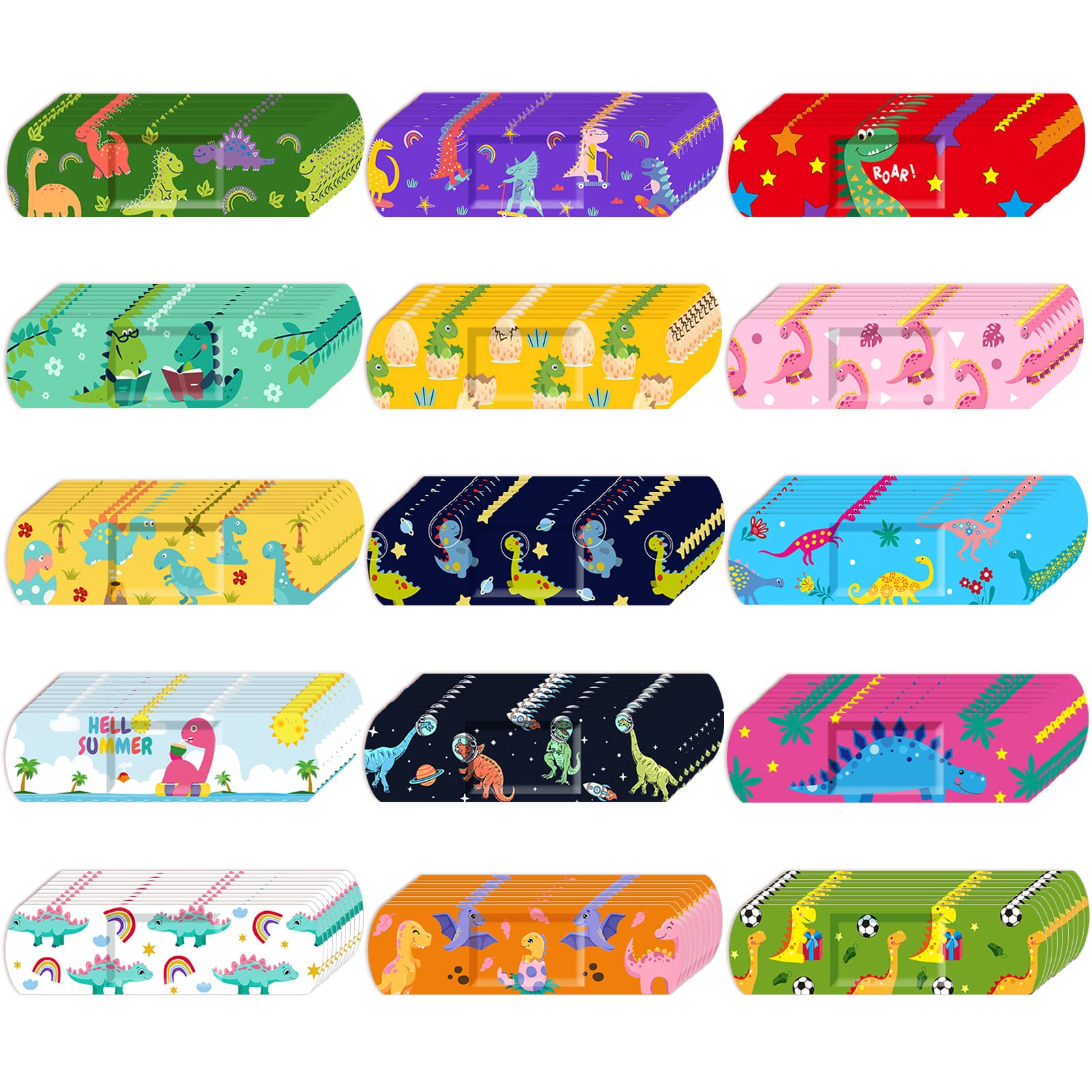 Amazon.com: Estune 150 Pcs Bulk Kids Bandages Dinosaur 15 Styles Fun ...