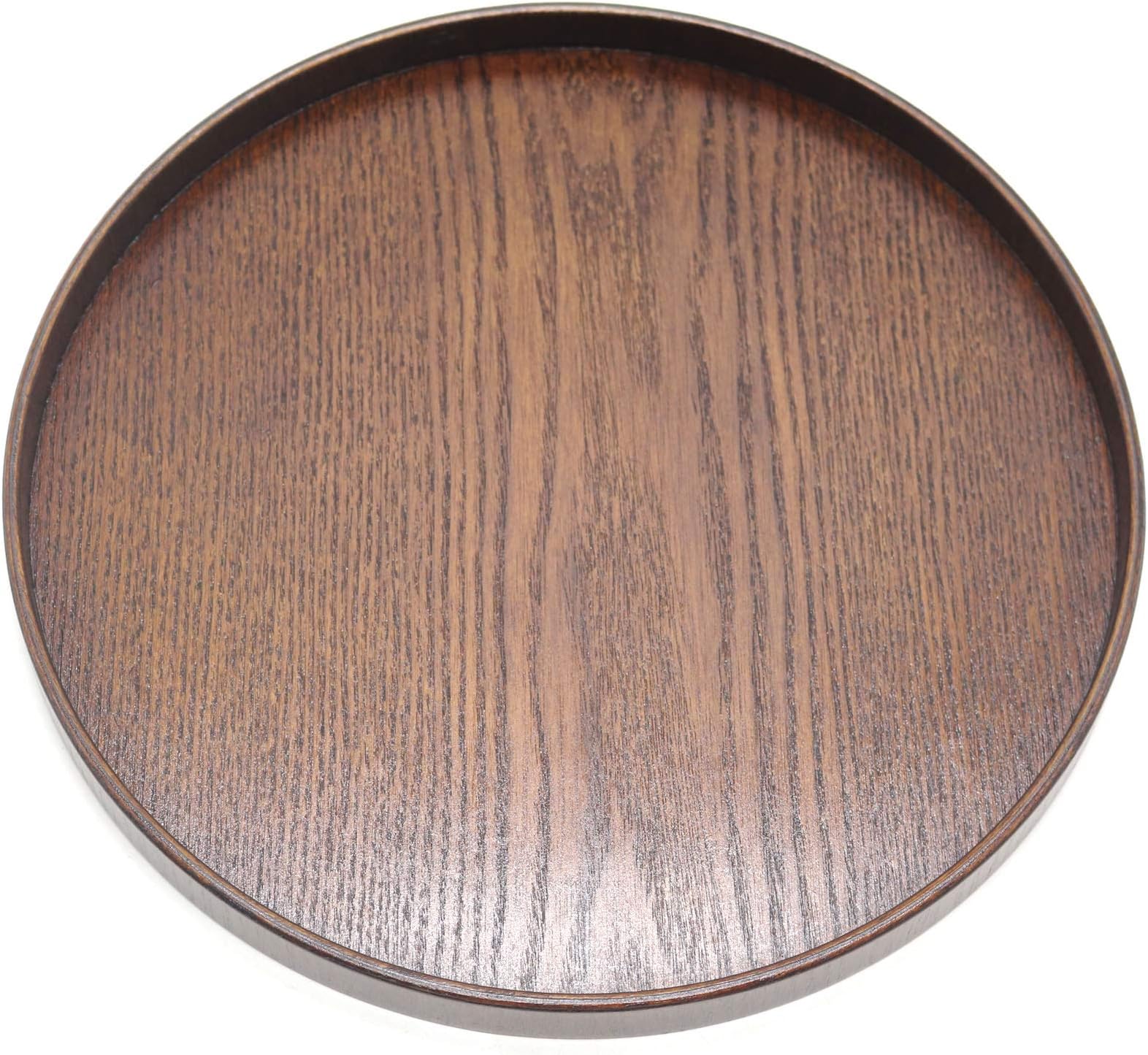 Amazon.com: NC Solid Wood Serving Tray, Round Non-Slip Tea Coffee Snack ...