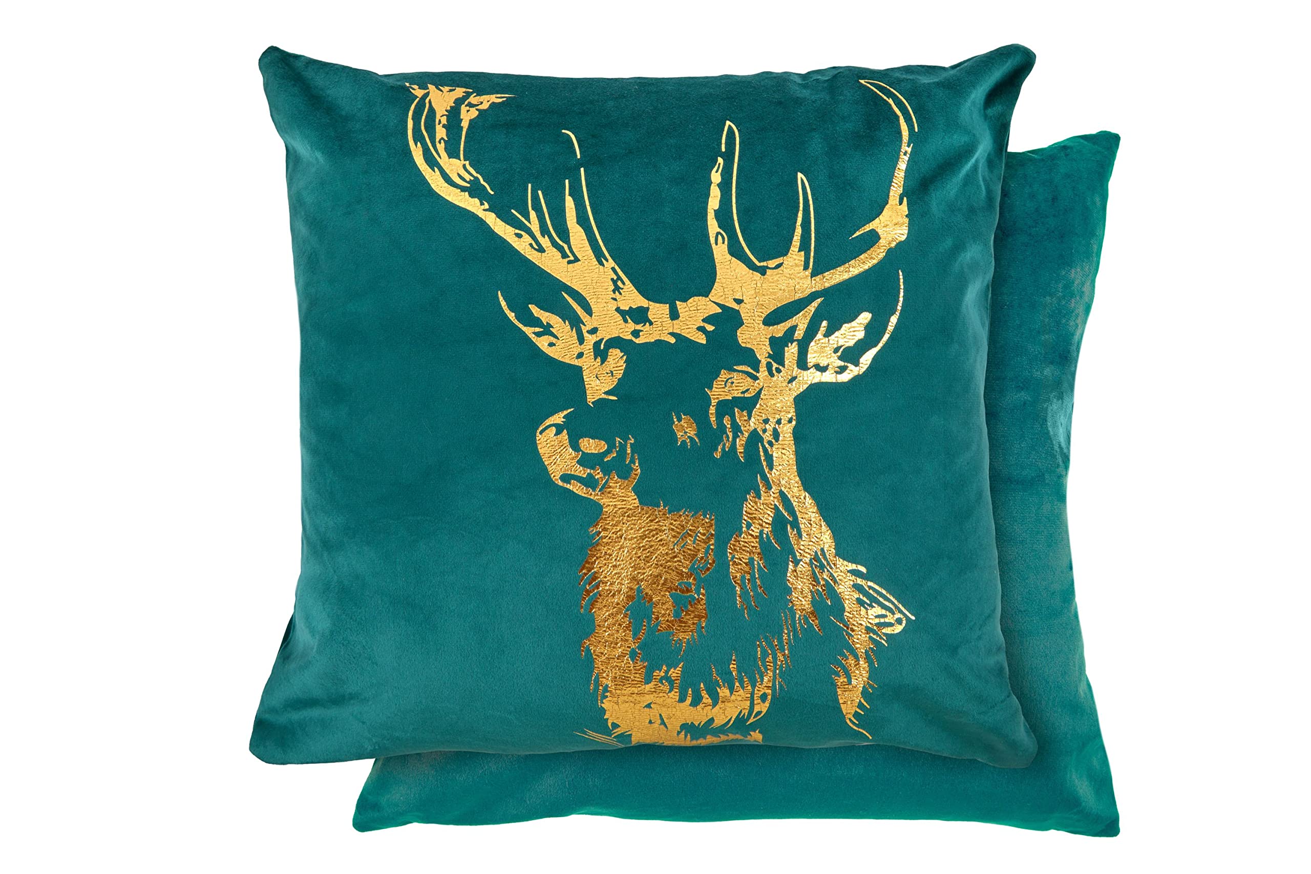 Emma Barclay Velvet Stag - Soft Plush Cushion Cover with Foil Print in ...