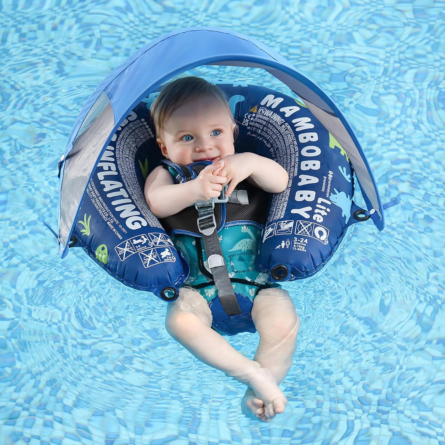 Mambobaby Baby Pool Floats with Canopy Pool Float Self-Inflating ...