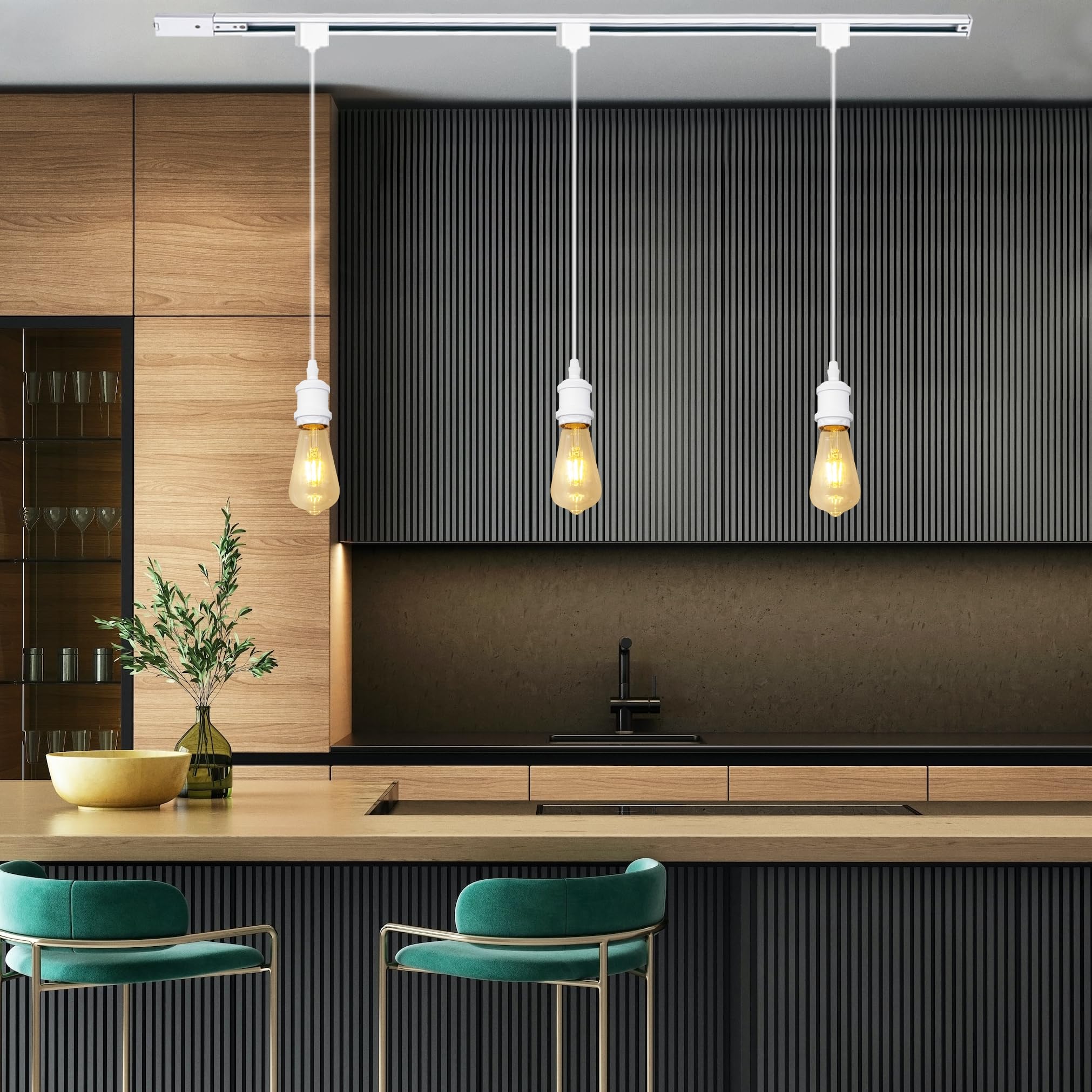 Track Pendant Lighting FSLiving J-Type Track Pendant Light With Remote ...