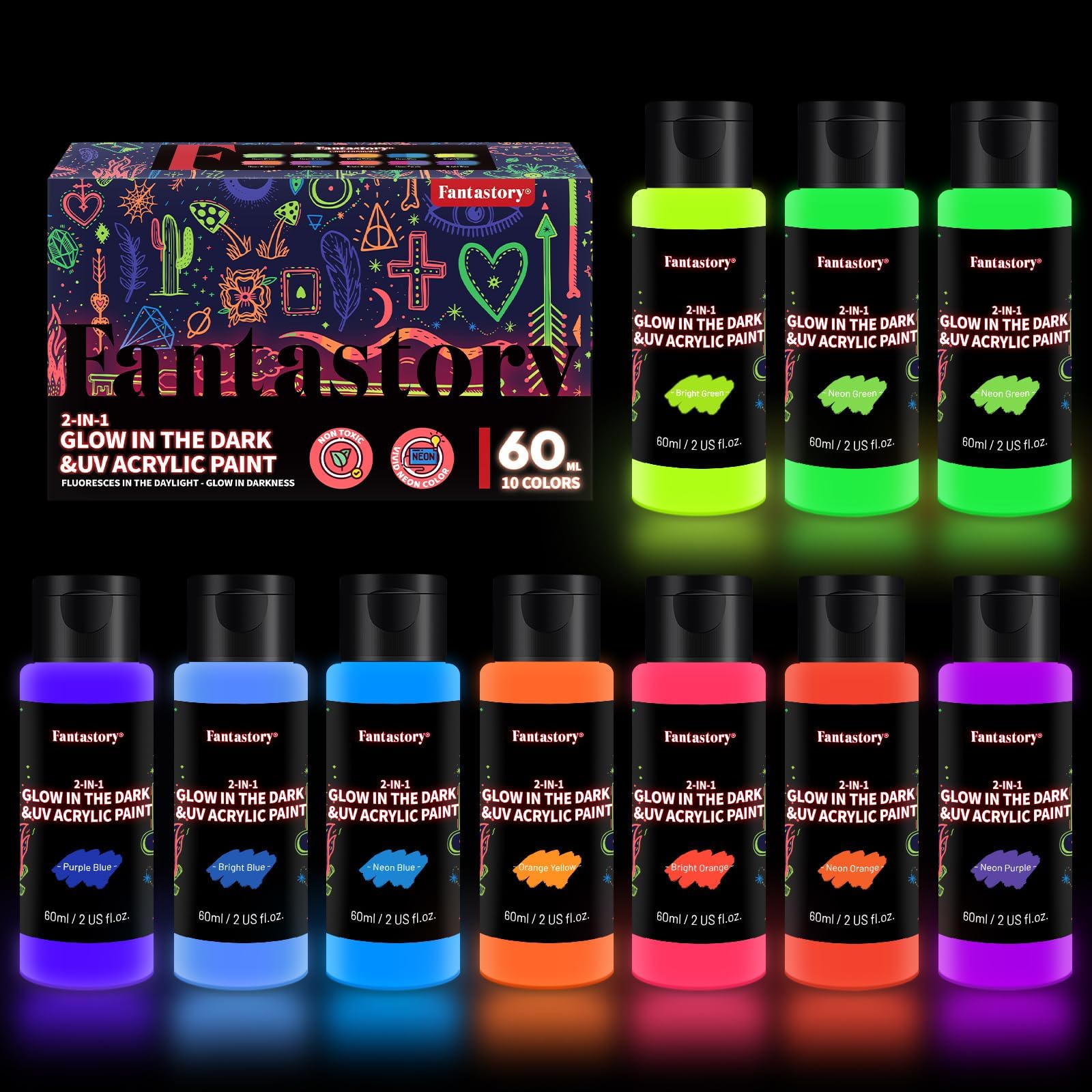 Amazon.com: FolkArt Neon Acrylic Paint in Assorted Colors (2 Ounce ...