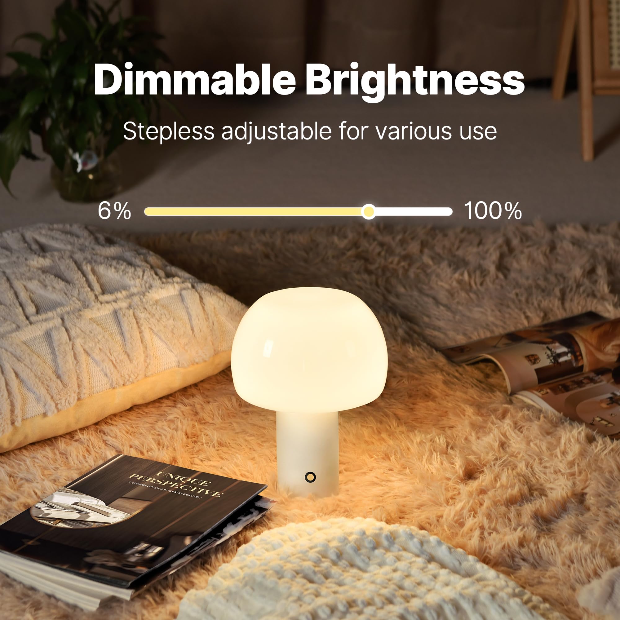 MAGCHARM Mushroom Lamp, Table Lamp, 5W LED Beads, Opal Glass Shade ...