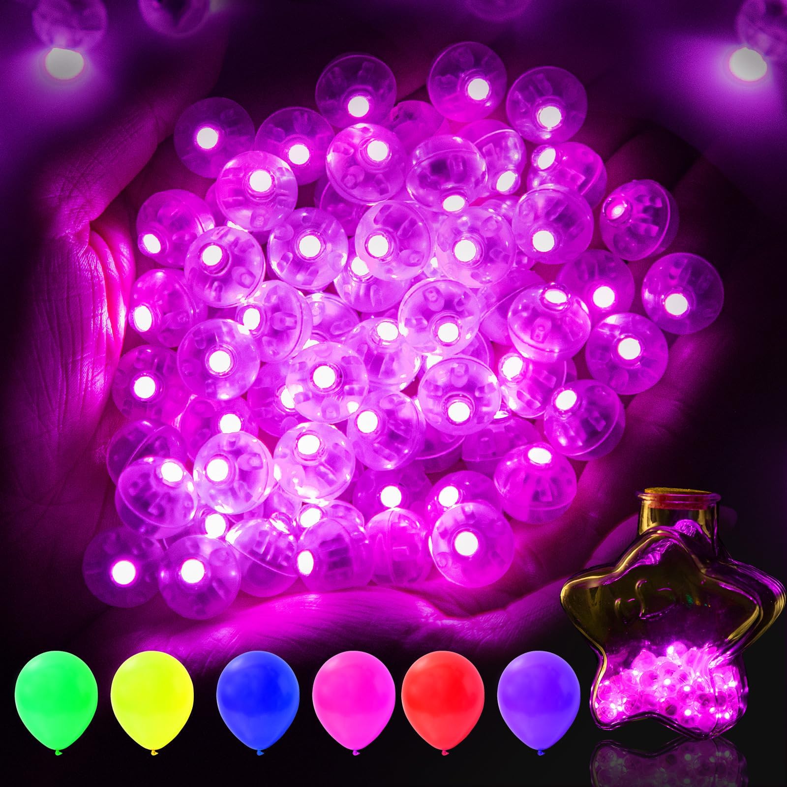 Amazon.com: AIKEI 100pcs LED Balloon Lights, Pink Mini Balls Lights ...