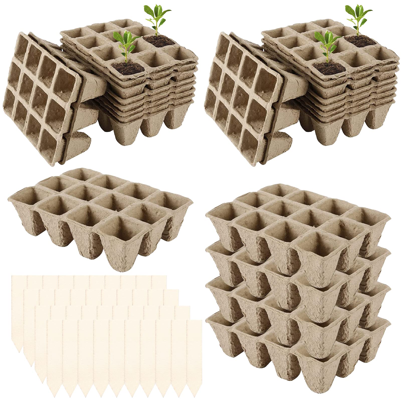 Buy 25 Pack Seed Trays for Seedlings, 300 Cells Biodegradable ...