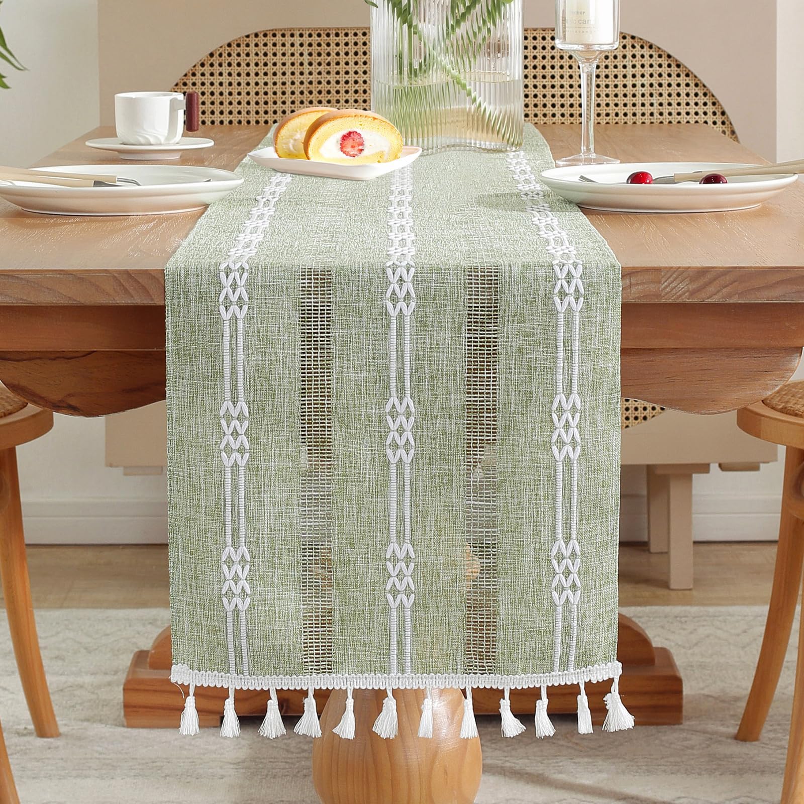 Clothfuna Geometric Jacquard Table Runner, Vintage Boho Table Runner ...