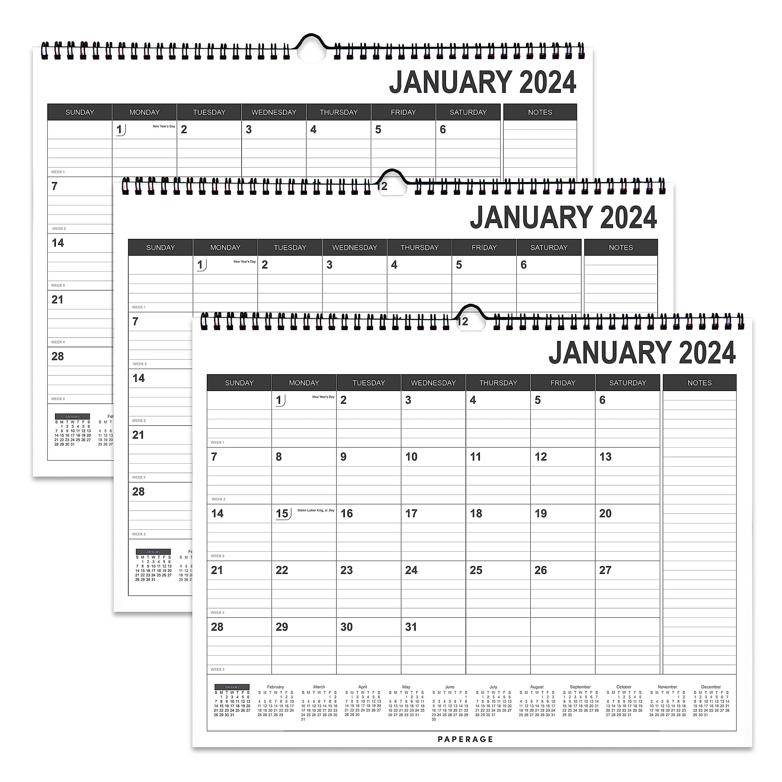 Snapklik.com : PAPERAGE Calendar 2024-12 Month, (Black & White), 3 Pack ...