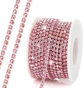 Amazon.com: Rhinestone Chain, 10Yard 3mm Pink Rhinestone Trim, Diamond ...