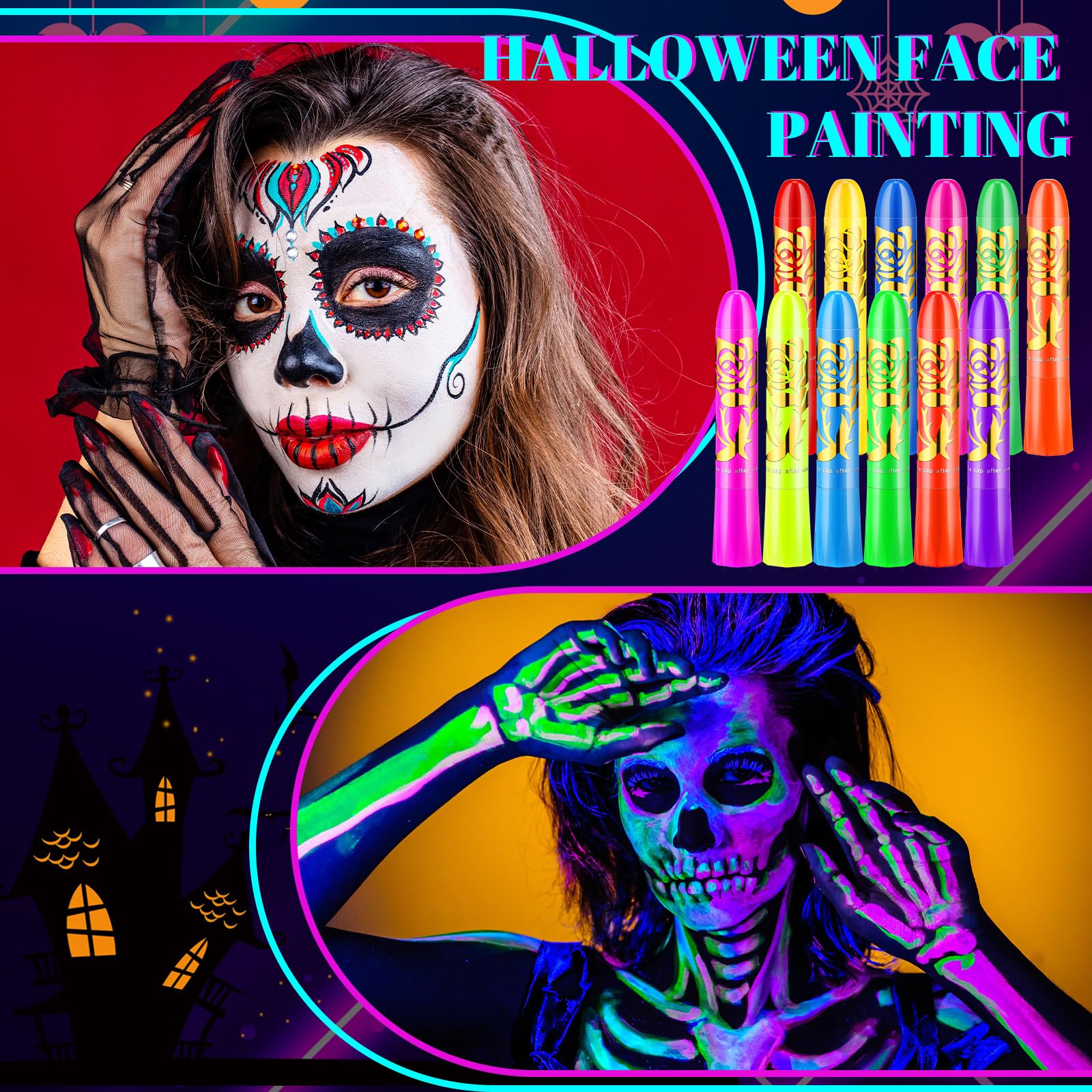 Snapklik.com : Handepo 24 Pcs Glow In The Black Light Face Paint ...
