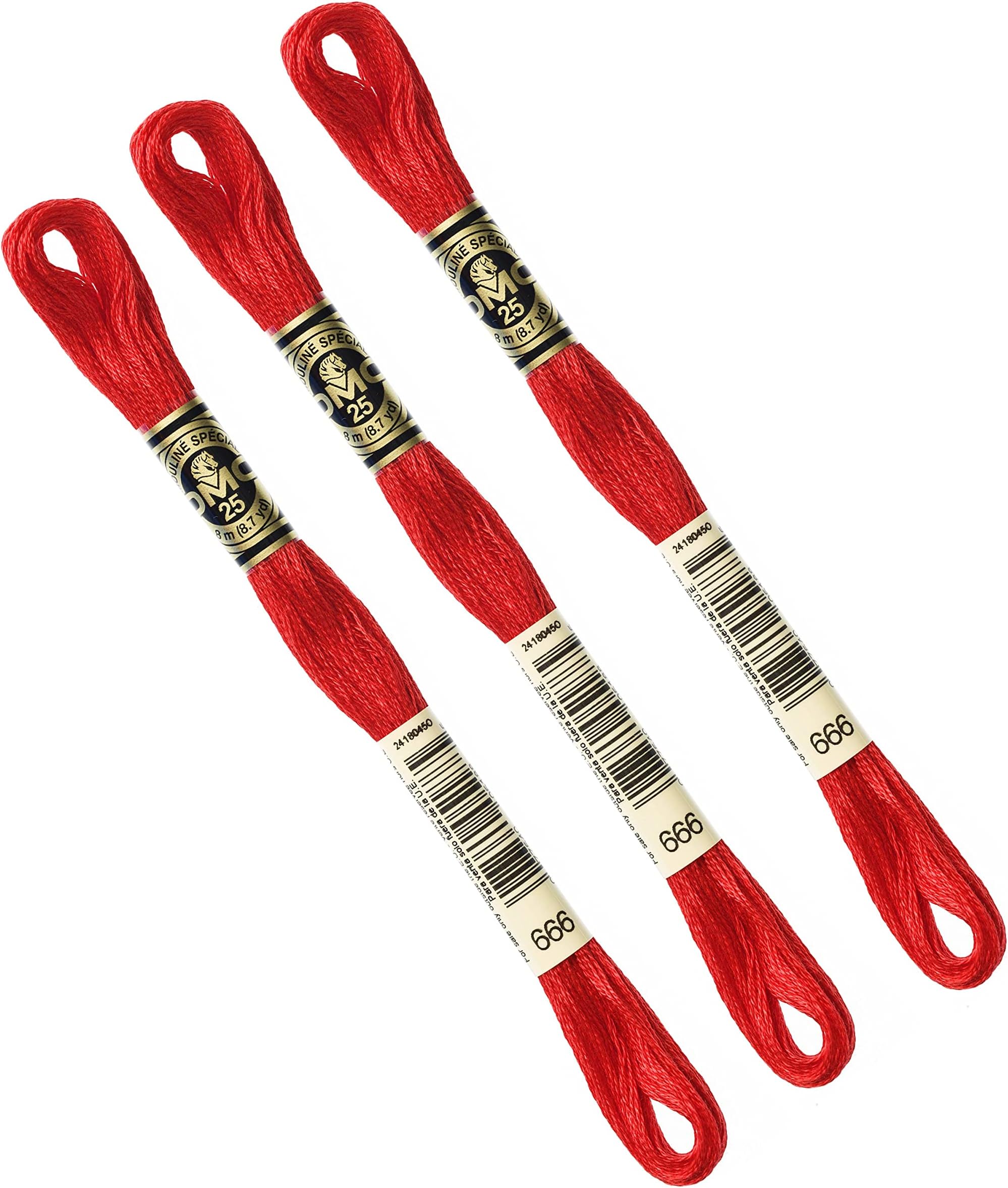Trebla Pack of 6 Embroidery Thread/Skeins - 8m - Christmas Red - Col ...