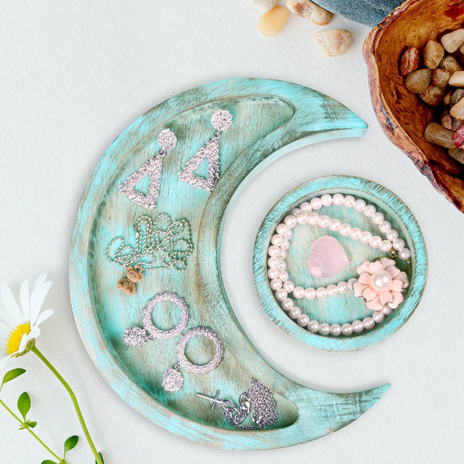 Amazon.com: Moon Tray Crystal Holder - Wood Moon Tray - Crystal Tray ...