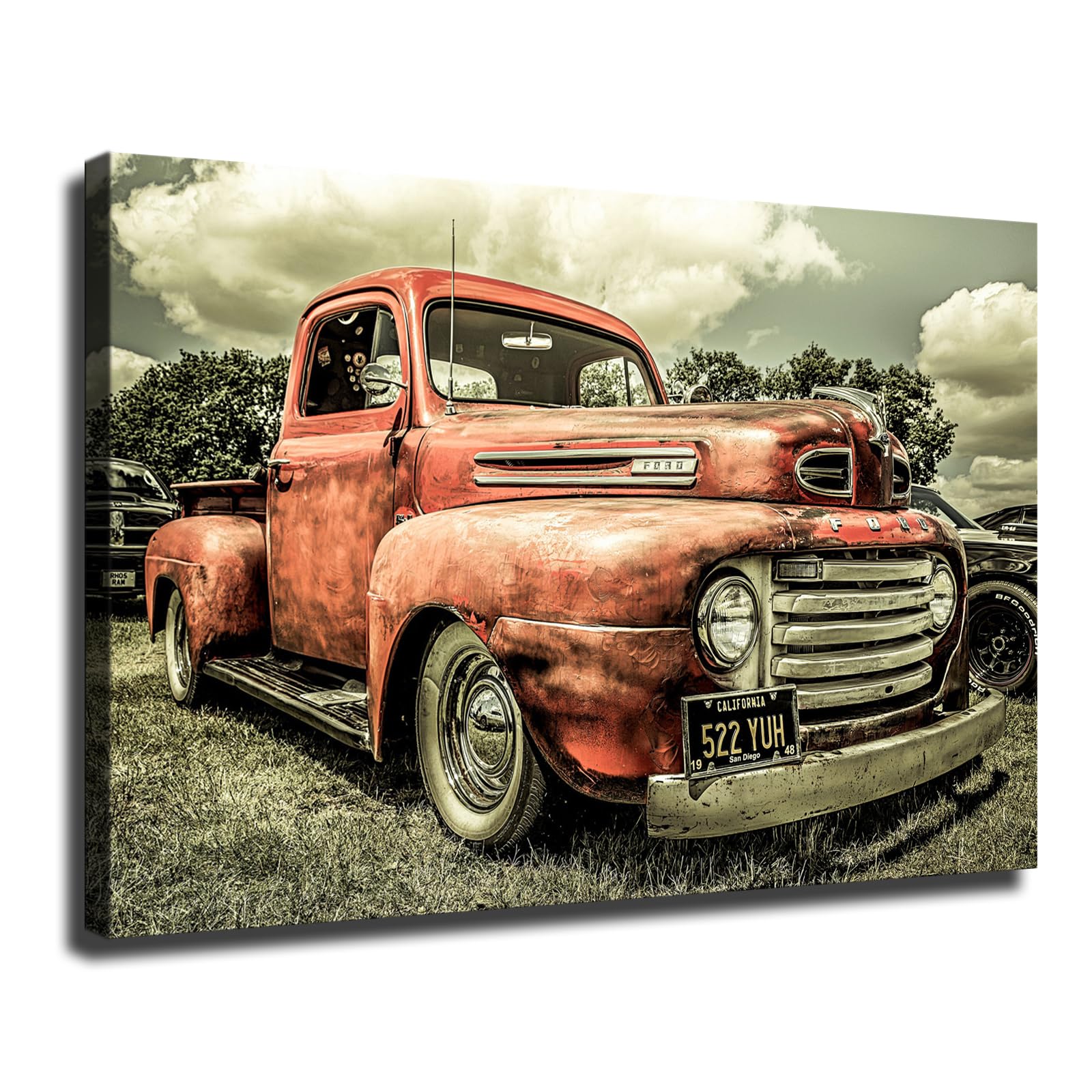 Amazon.com: ObabO Old Vintage Farm Truck Retro Rustic Red Classic Car ...