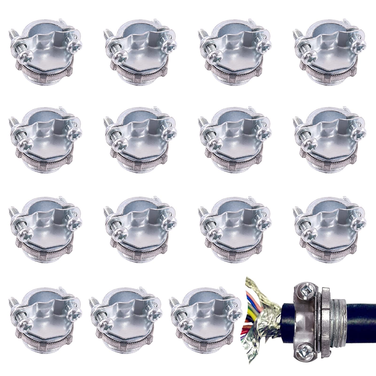 Rustark 15 Set 1/2” Zinc Alloy Cable Squeeze Connector Clamp Type Cable ...