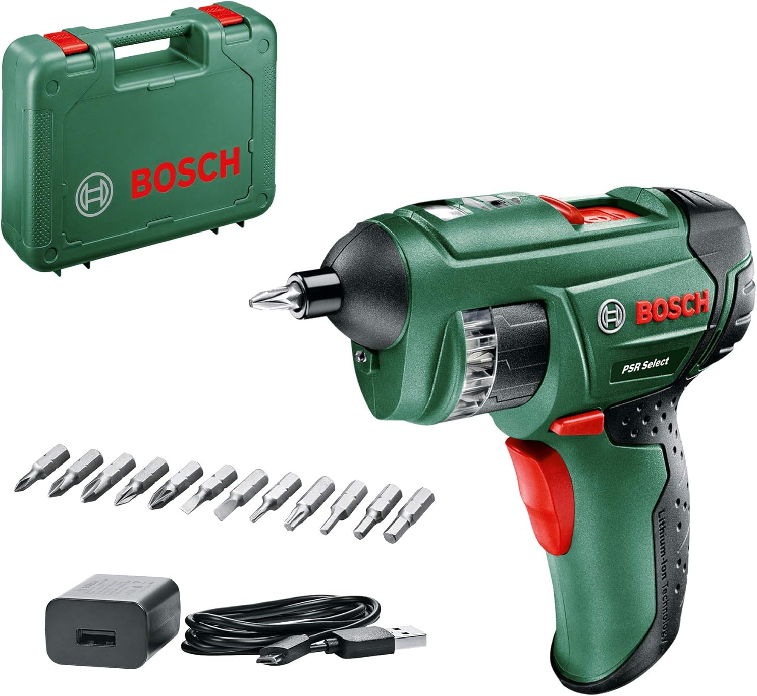 Bosch Home & Garden 3.6V Cordless Electric Screwdriver Gun with 12 ...