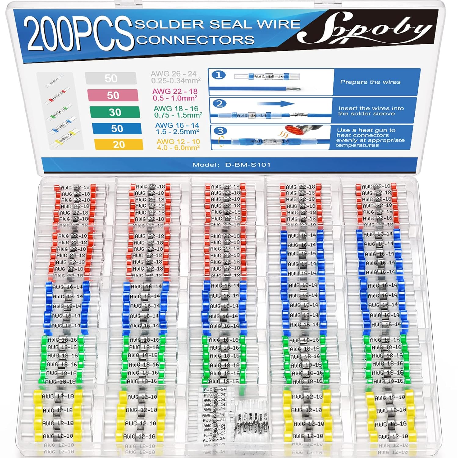 200PCS Solder Seal Wire Connectors, Self Soldering Heat Shrink Butt ...