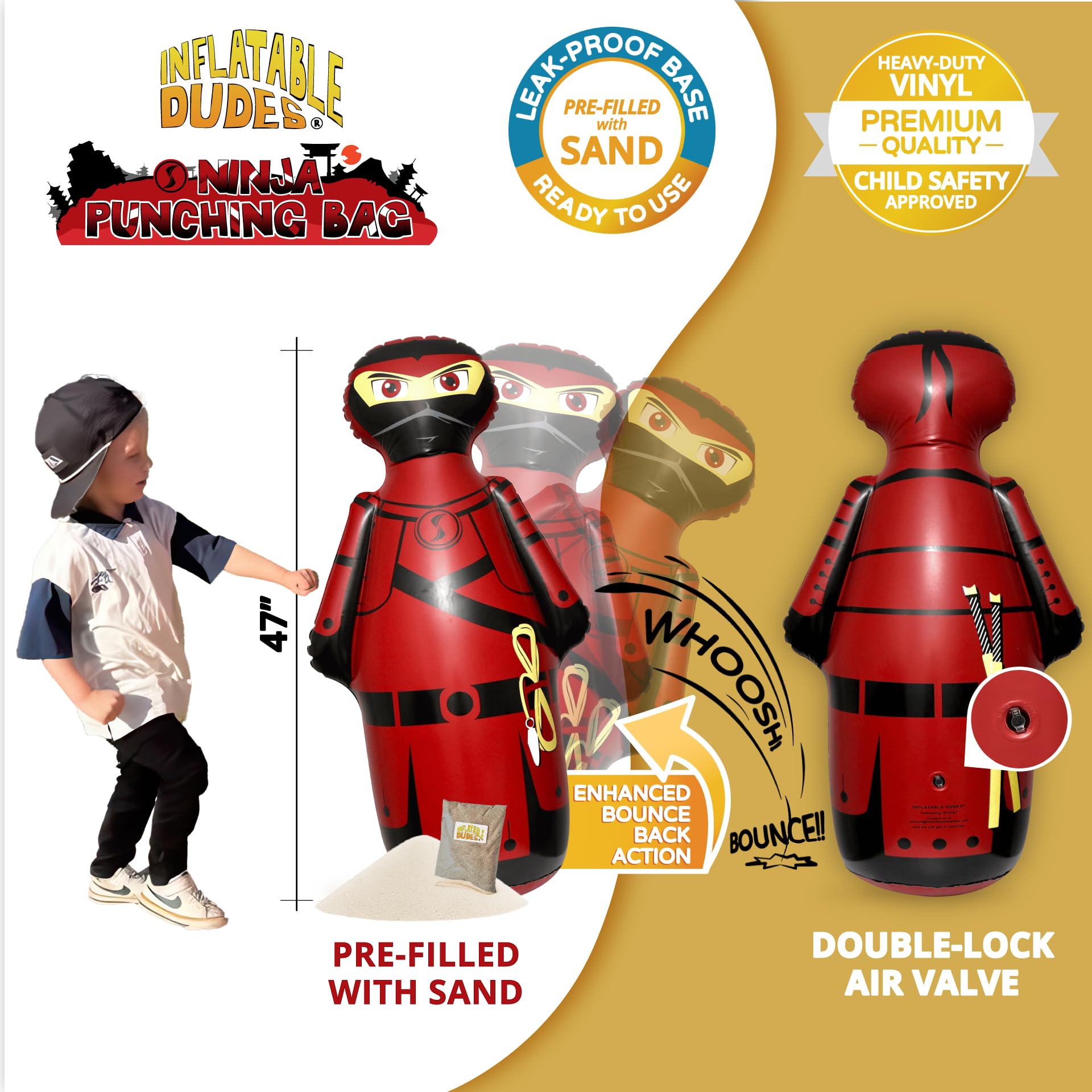 Snapklik.com : INFLATABLE DUDES Ninja Toy 47 Inches -Kids Punching Bag ...