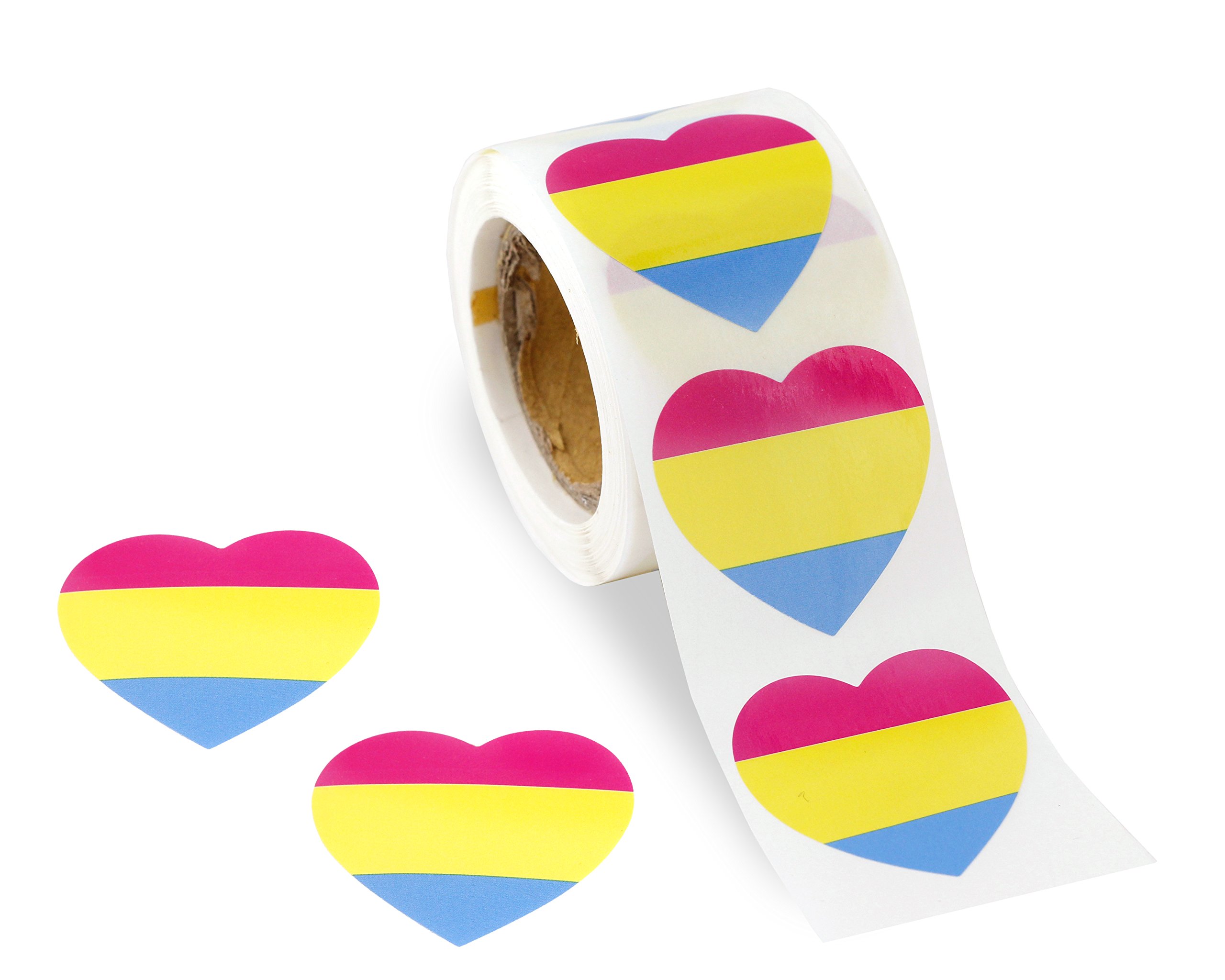 Amazon.com: 250 Pansexual Flag Heart Shaped Stickers c- Rainbow Stripe ...