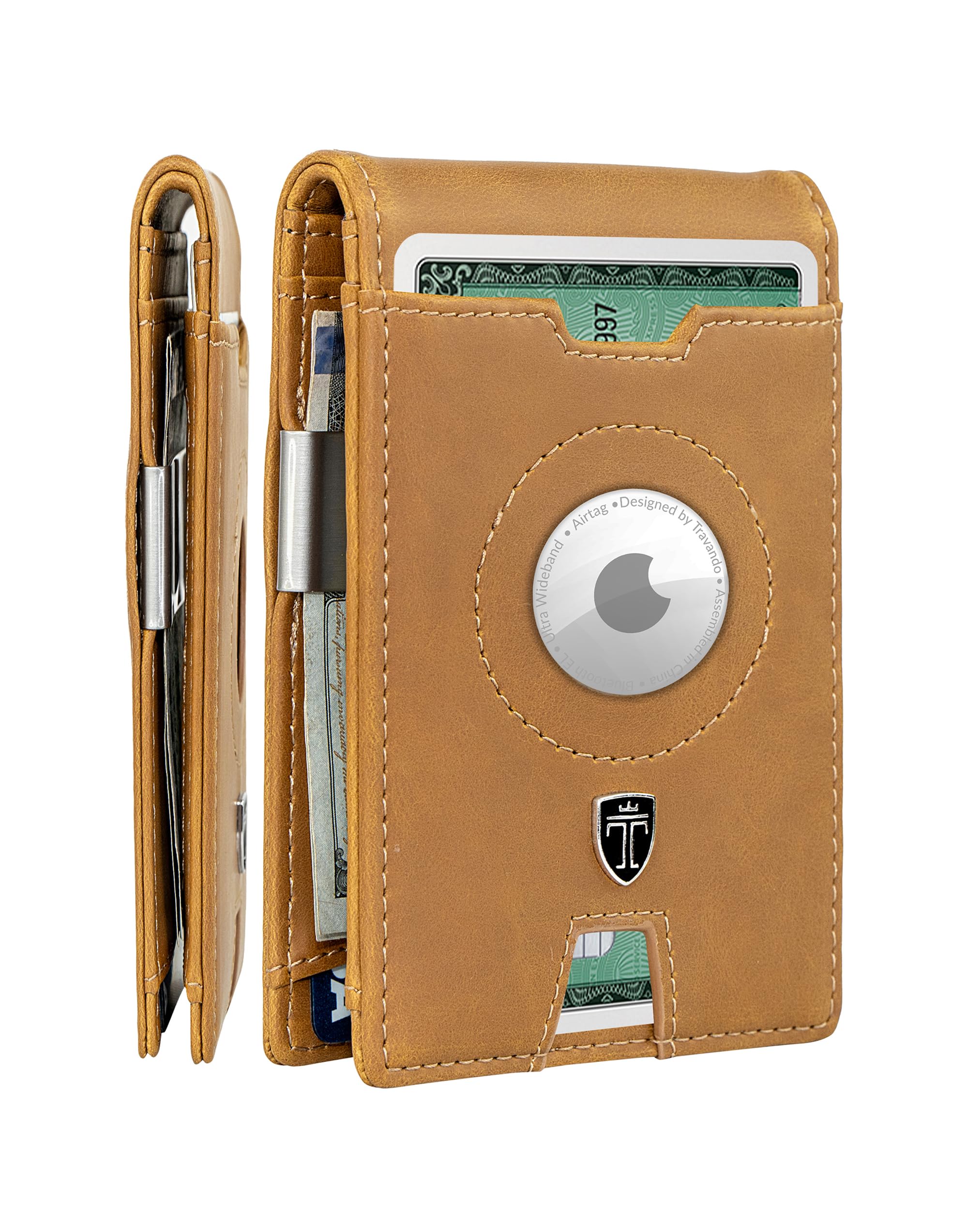 Amazon.com: TRAVANDO AirTag* Wallet Mens Wallet with Money Clip Air Tag ...