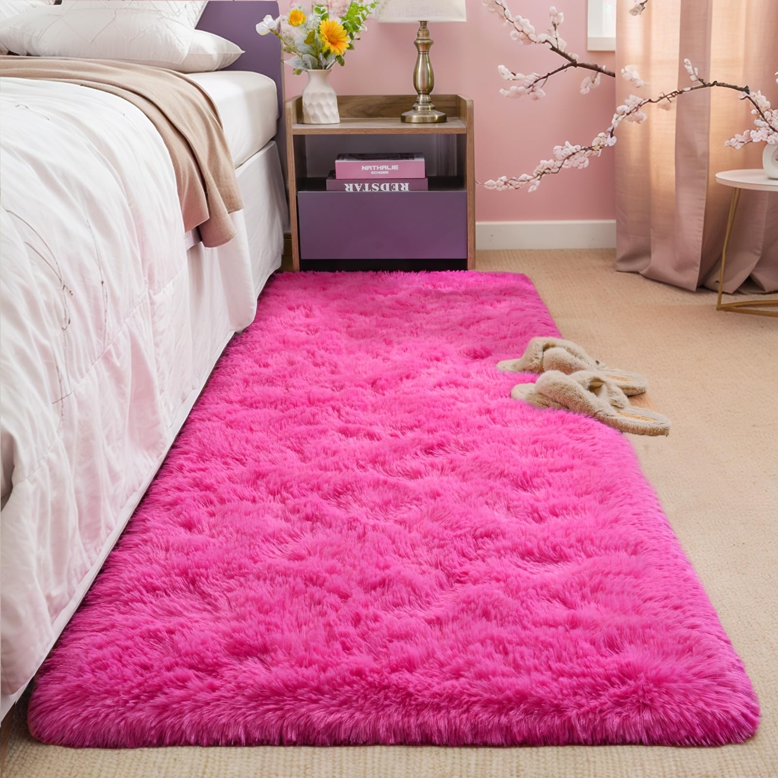 Amazon.com: AROGAN Shag 2x6 Runner Rug for Bedroom, Washable Rugs ...