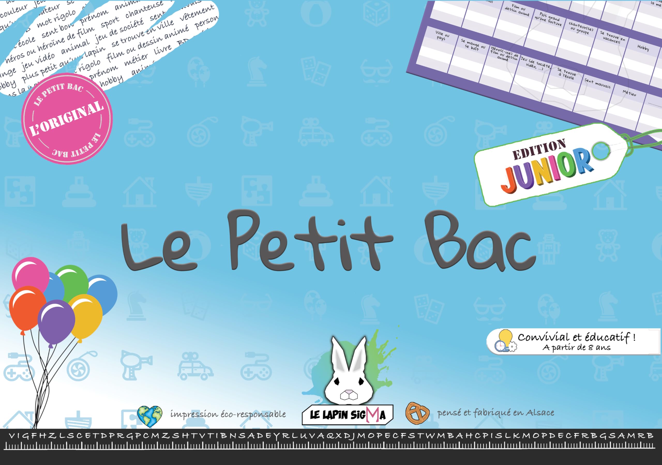 Jeu du Petit BAC - Edition Junior - Bloc prêt à Jouer de 50 Pages - Jeu ...