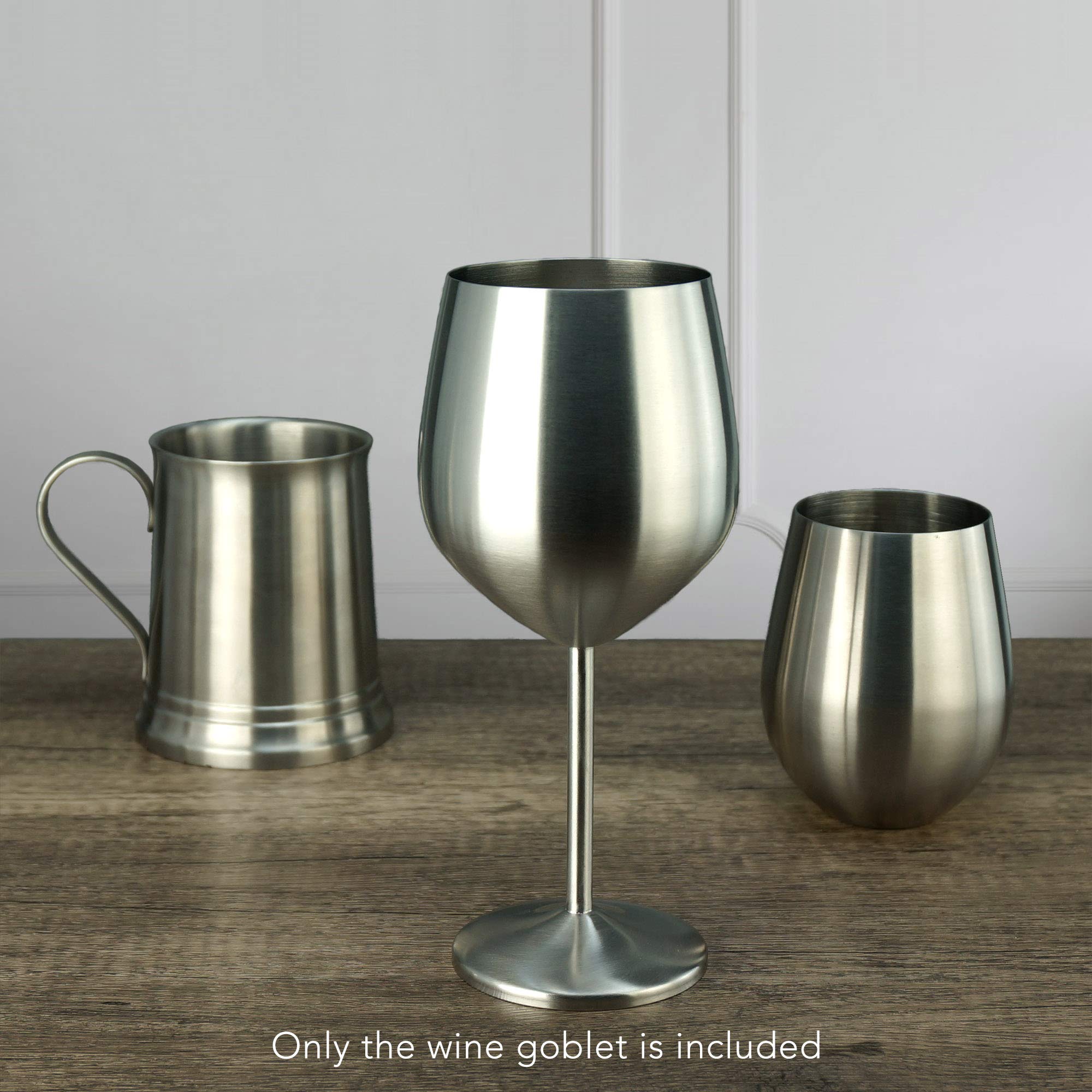 Snapklik.com : Set Of 4 Stainless Steel Wine Glass - 18.5oz Silver ...