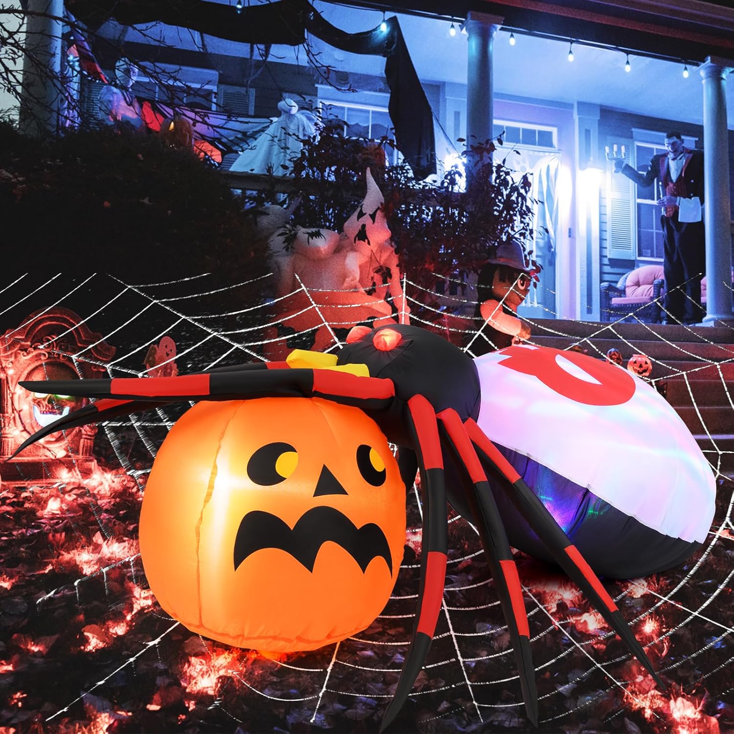 Amazon.com: Tangkula 5 FT Halloween Inflatable Spider with Pumpkin, LED ...