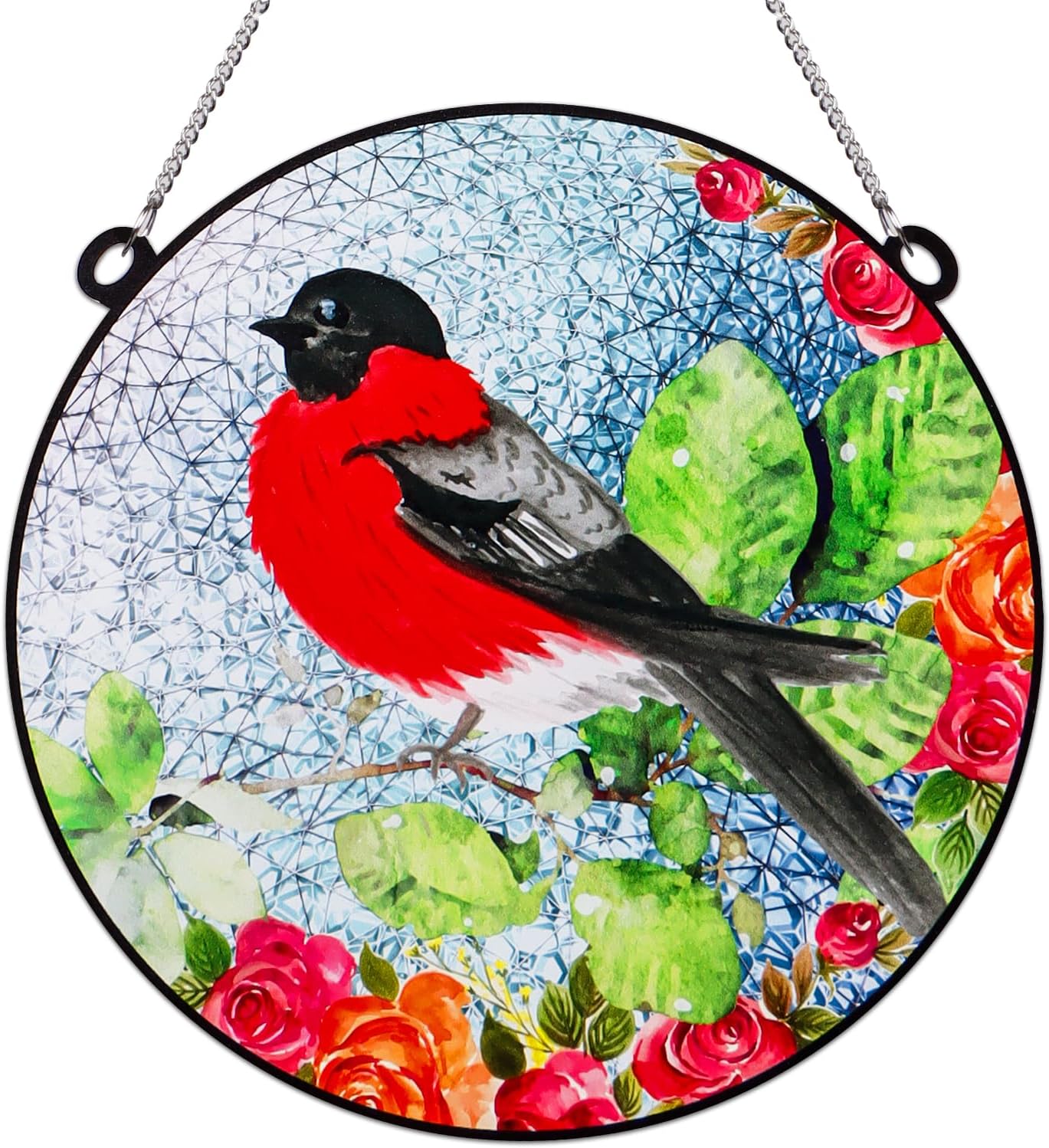Amazon.com: SICOHOME Cardinal Stained Glass Suncatcher Bird Suncatcher ...