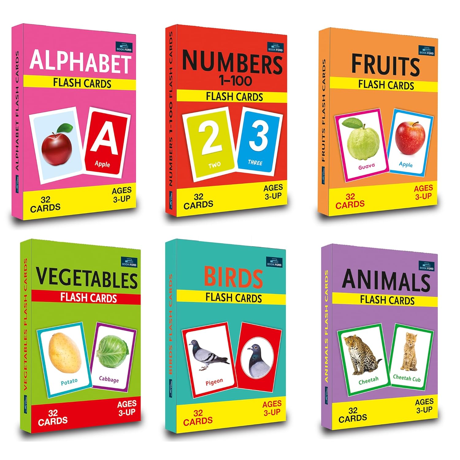 Buy Flash Cards - Set of 6 Flash Cards for Kids - Alphabet, Numbers ...