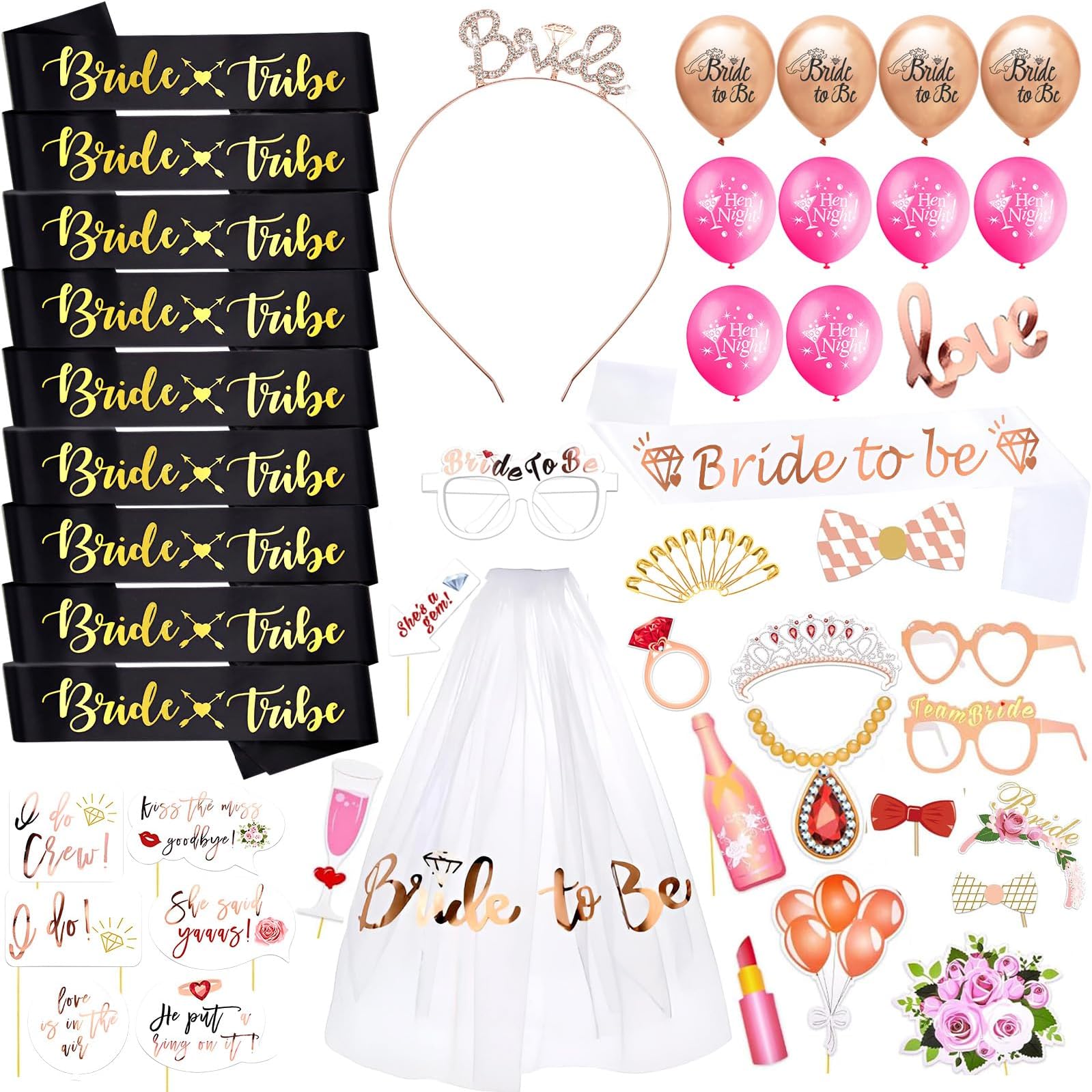 Hen Party Bachelorette Decorations Kit, Bridal Shower Gift Supplies ...