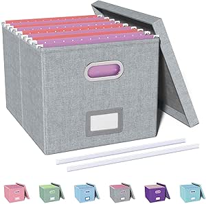 Oterri File Storage Organizer Box,Filing Box,Portable File Box with Lid ...