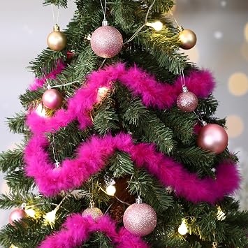 Amazon.com: Riceshoot 3 Pcs 20 ft Hot Pink Christmas Garland ...