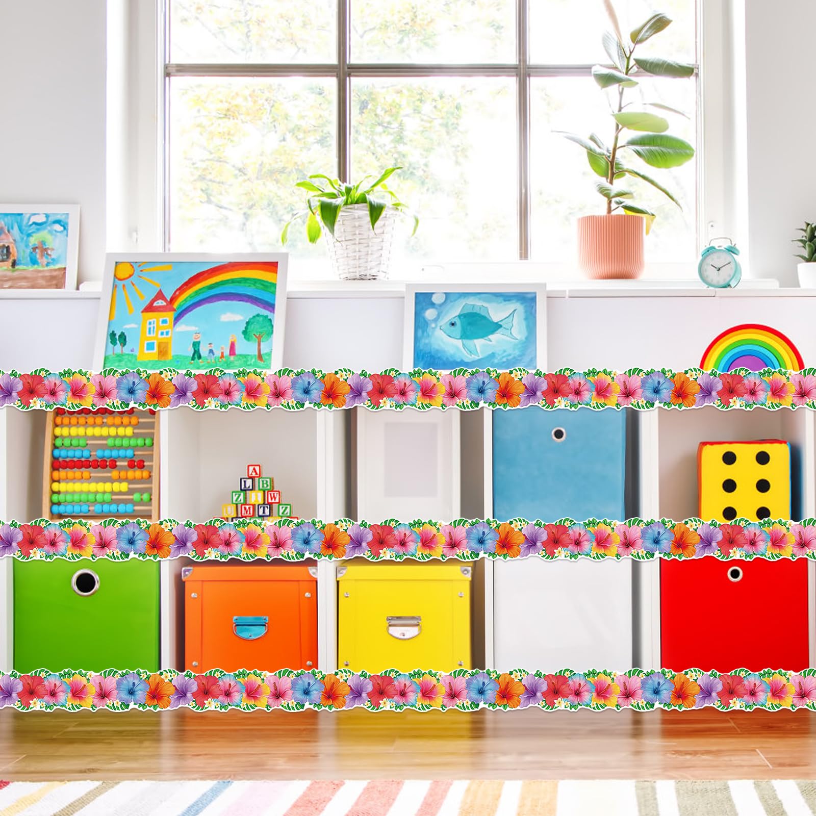 Snapklik.com : 65.6Ft Hawaiian Flower Bulletin Board Border, Colorful ...