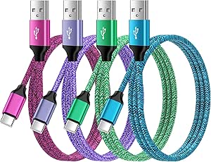 Amazon.co.jp: ANNIBER usb type c ケーブル QC3.0急速充電 タイプcケーブル【1m*4本*4色】USB Cケーブル ナイロン編み iPhone 15充電 ...