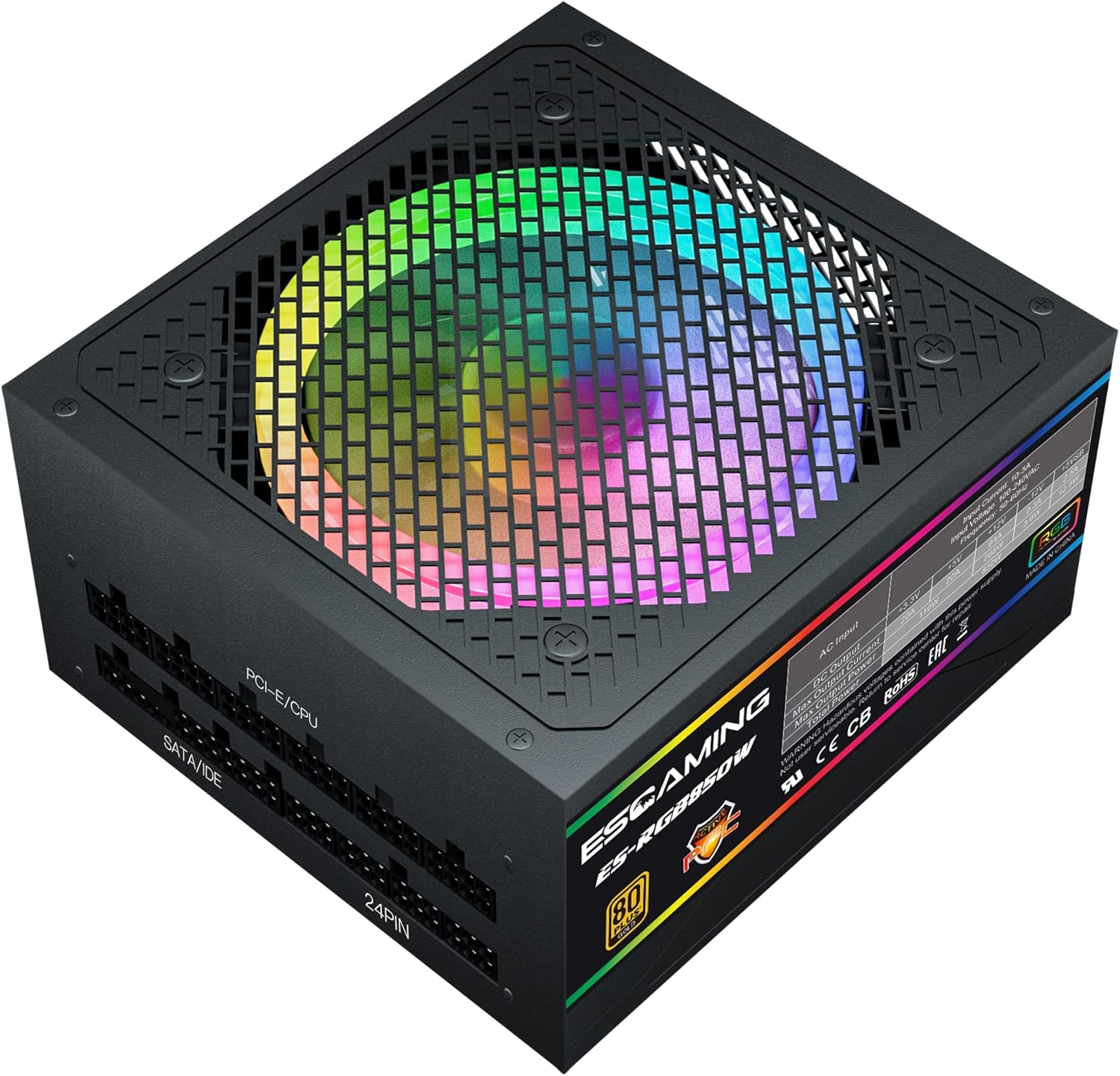 Amazon.com: Power Supply 850W 80+ Gold Certified Fully Modular RGB ...