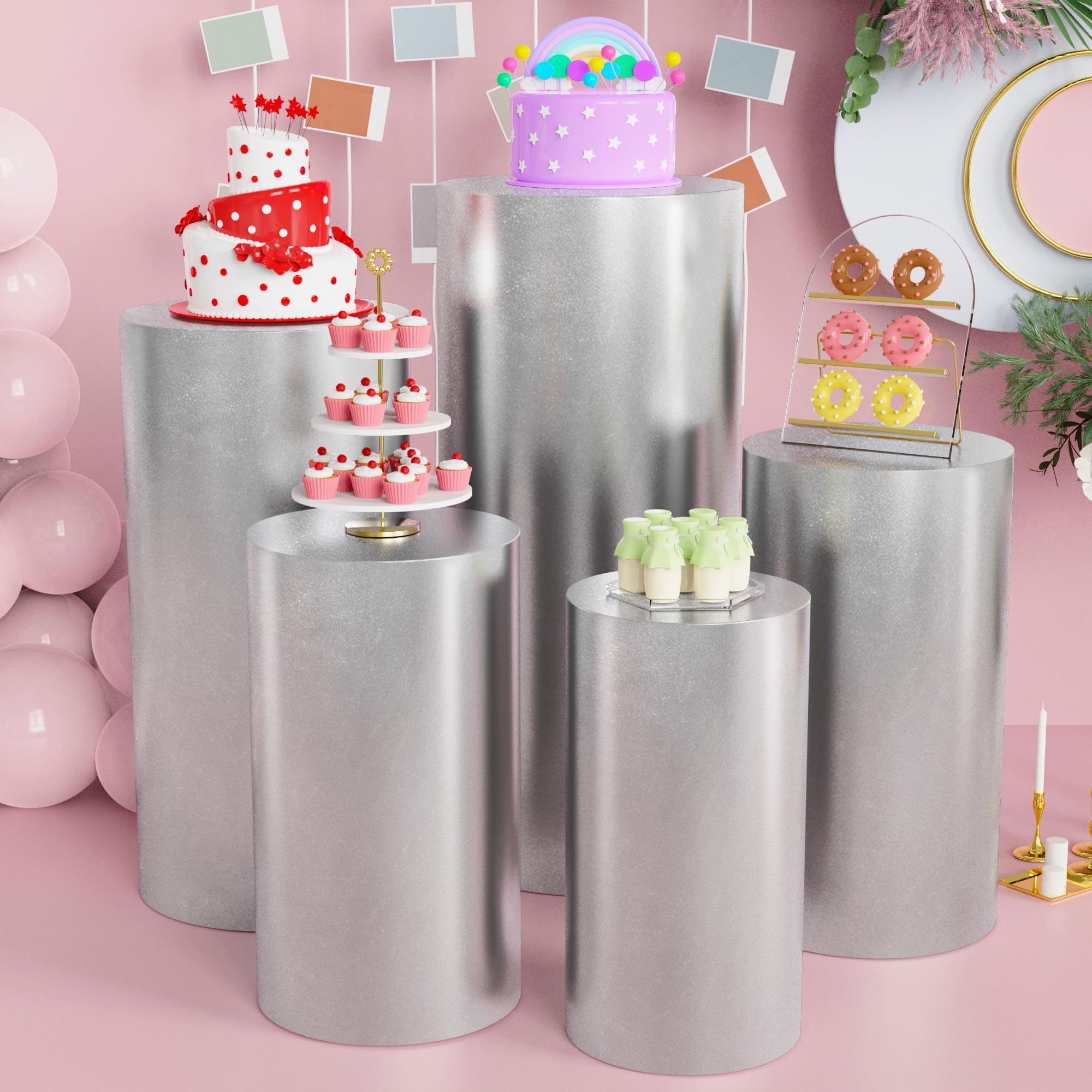Amazon.com: Event Decor Direct Cylinder Metal Pedestal Stand Risers Set ...