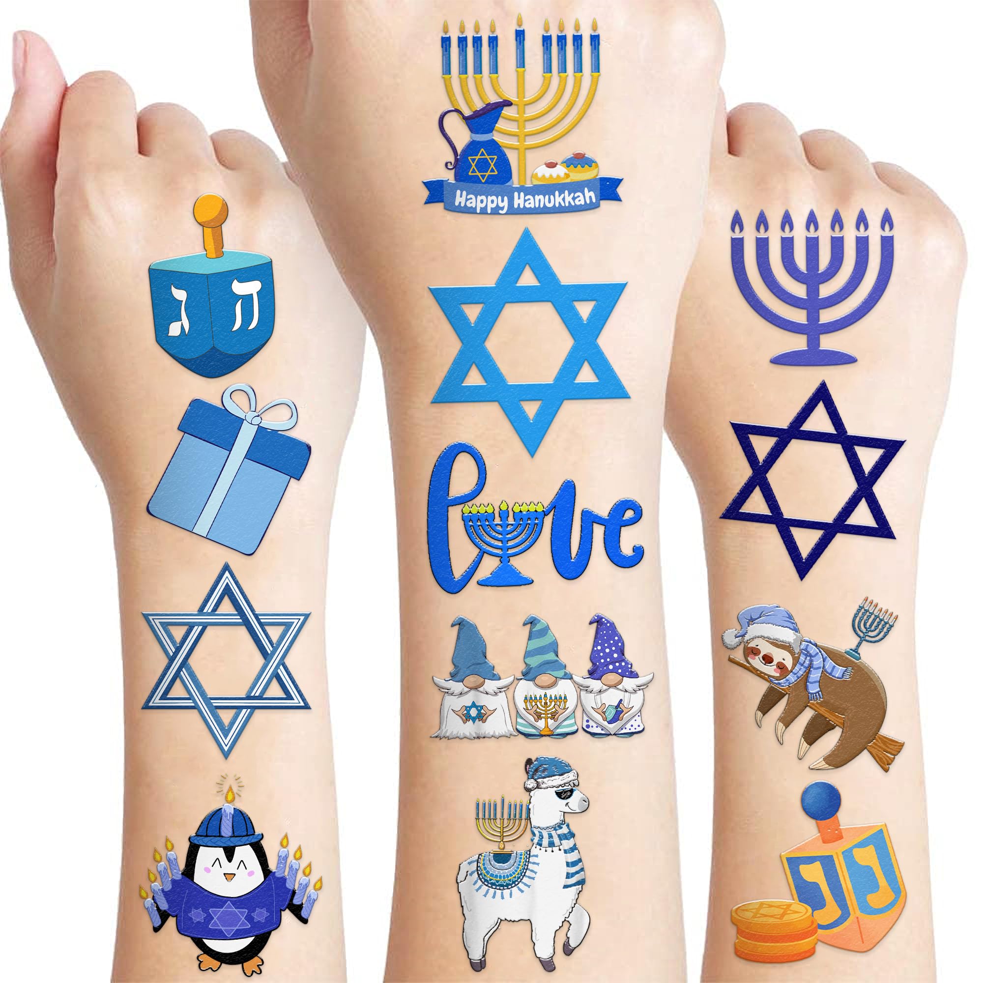 Amazon.com : 100 PCS Happy Hanukkah Temporary Tattoos Sticker Birthday ...