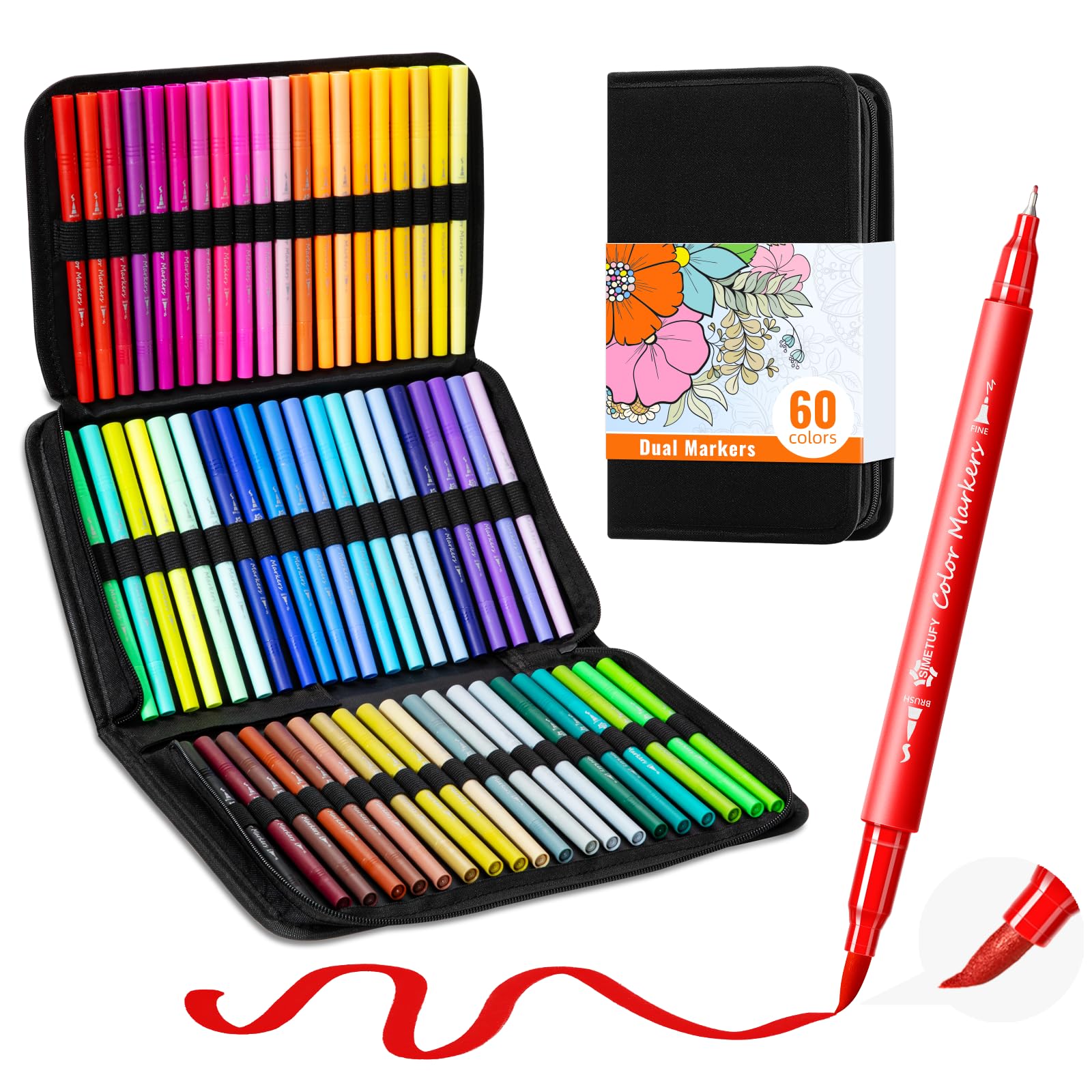 Snapklik.com : Simetufy 60 Colors Water-Based Coloring Markers For ...