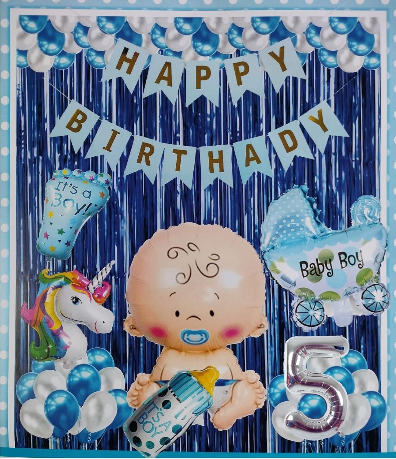 Party Pop Up Baby Boy Happy Birthday Decoration Kit 73Pcs Combo Set For Party Pop Up Baby Boy Happy Birthday Decoration Kit 73Pcs Combo Set For