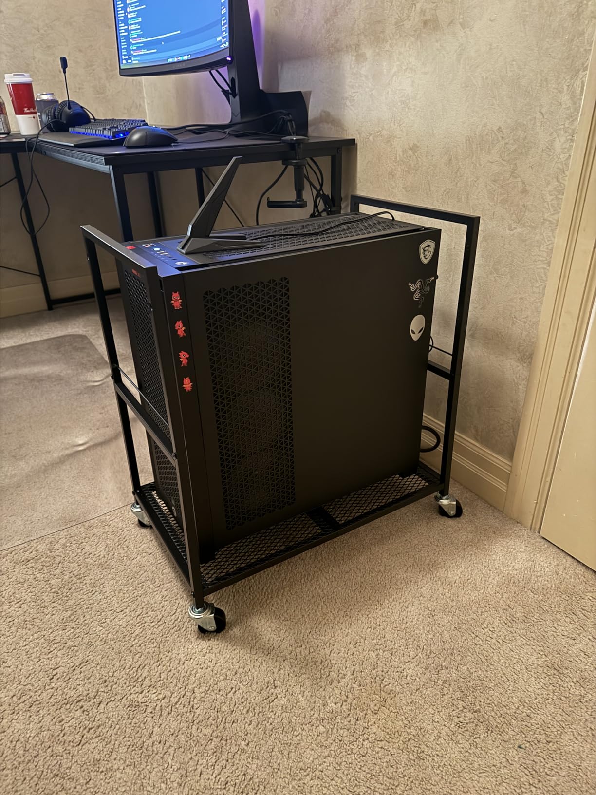 Computer Tower Stand, PC Tower Stand, Mobile CPU Holder Stand Cart with ...