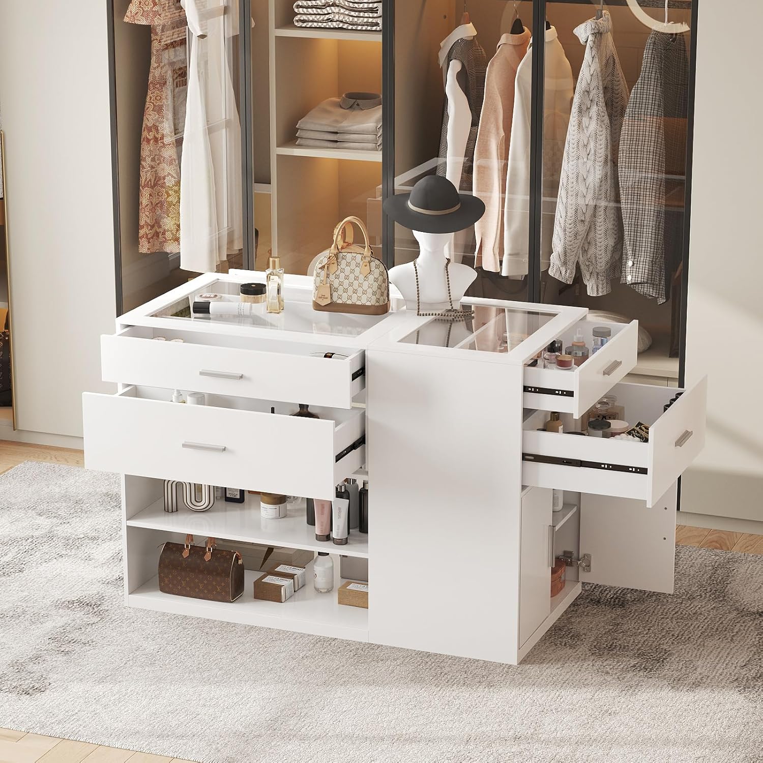 Maupvit Armoire Bedroom Closet Island with Glass Botswana | Ubuy