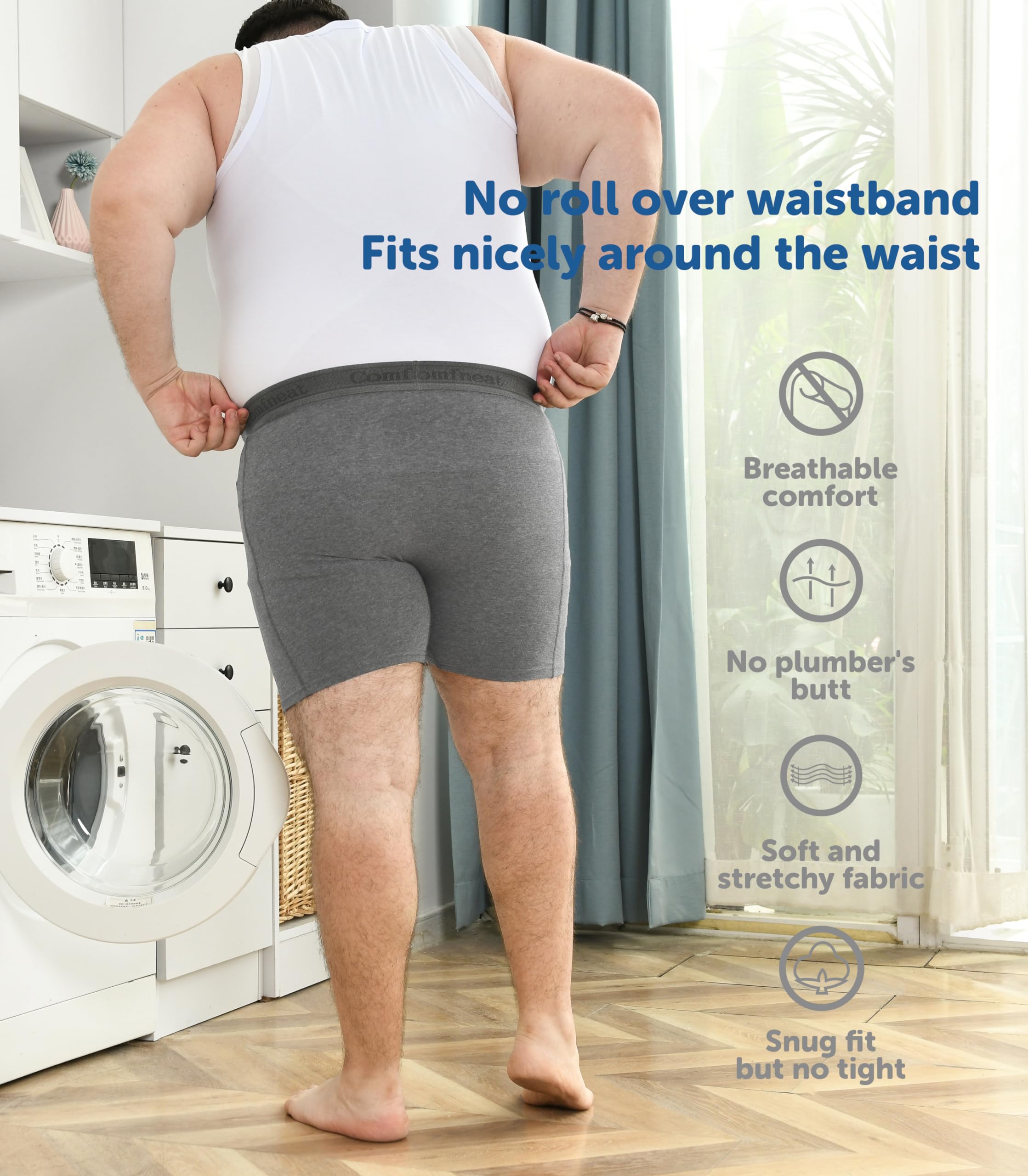 Snapklik.com : Comfneat Mens 5-Pack Big & Tall 3XL-7XL Boxer Briefs ...