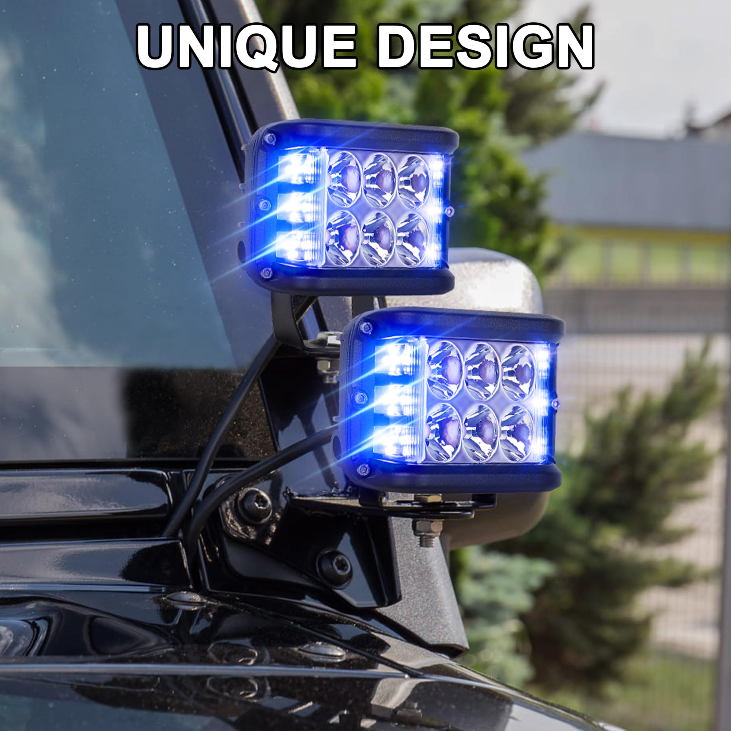 Snapklik.com : Side Shooter Pod Lights 4 Inch Dual Side Blue Strobe LED ...