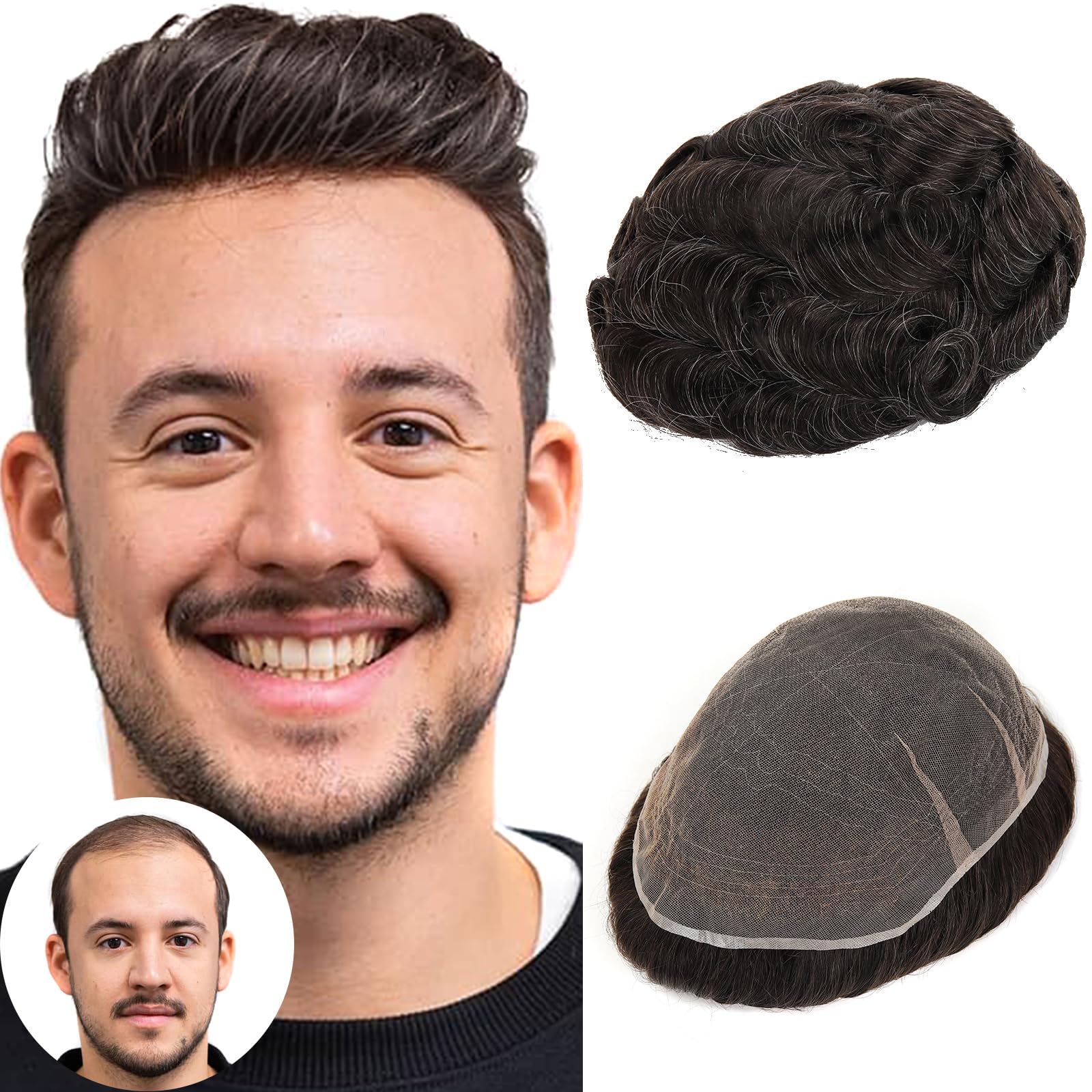Snapklik.com : BEEOS Skinlike Real HD Lace Toupee Hair For Men, 8x10 ...