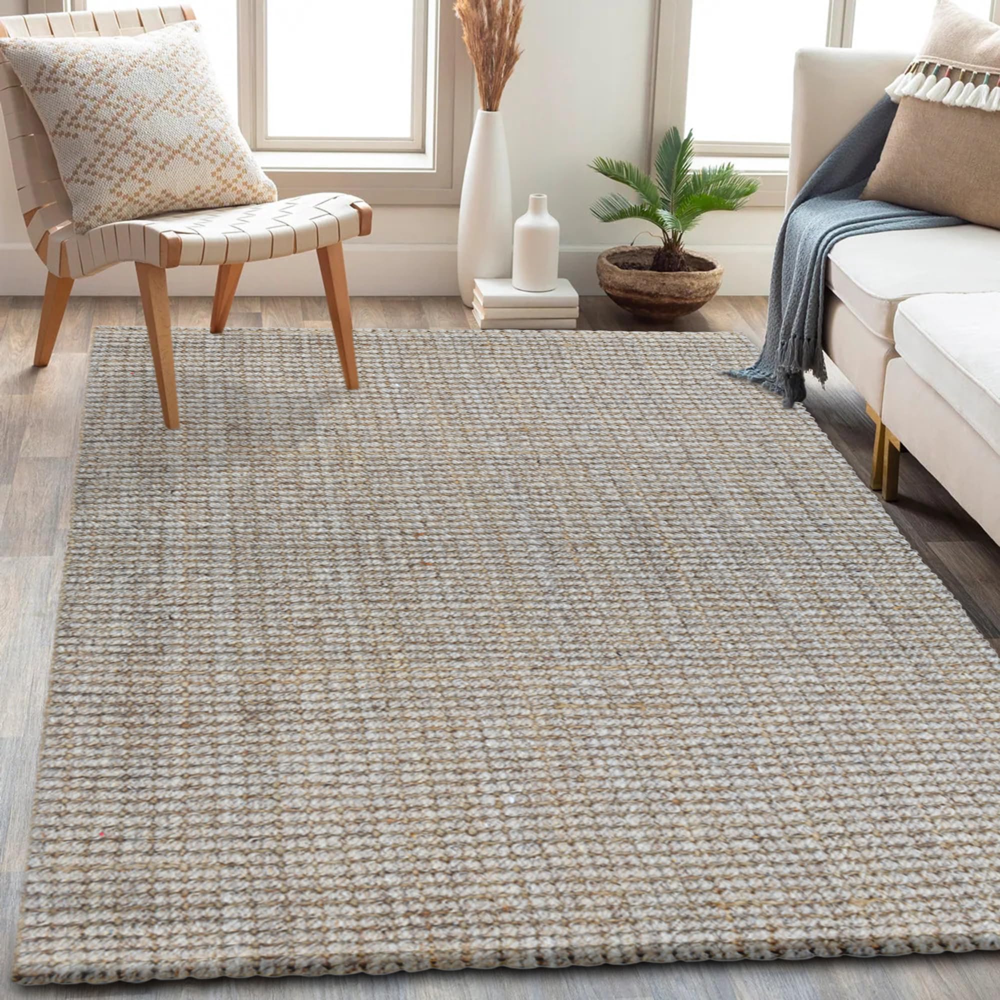 Amazon.com: Delara Hand Woven Farmhouse Wool and Jute Area Rug, 60% ...